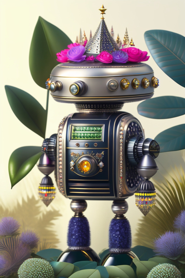 Lexica - Magic trippy silver 1950;s spiked robot with attitude, jewel ...