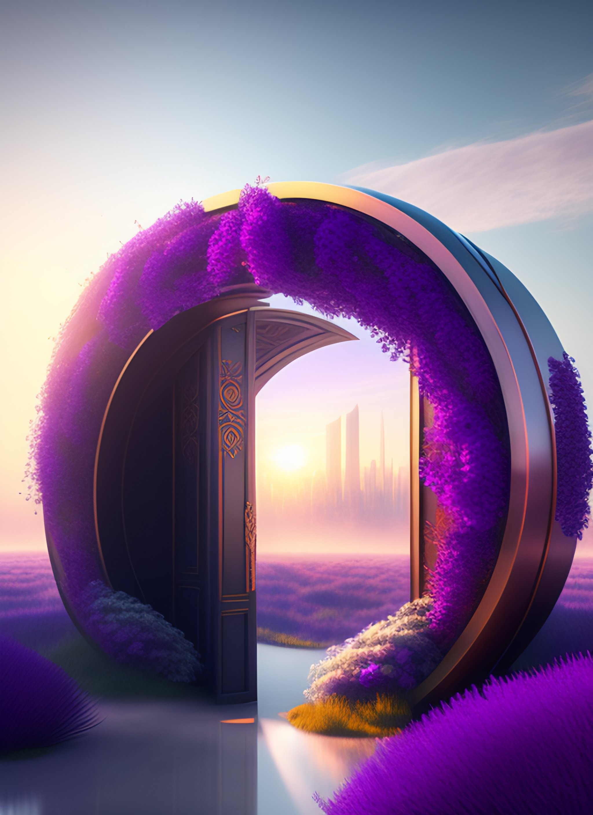 Lexica - Dream portal into an alternate reality with a distant tall ...