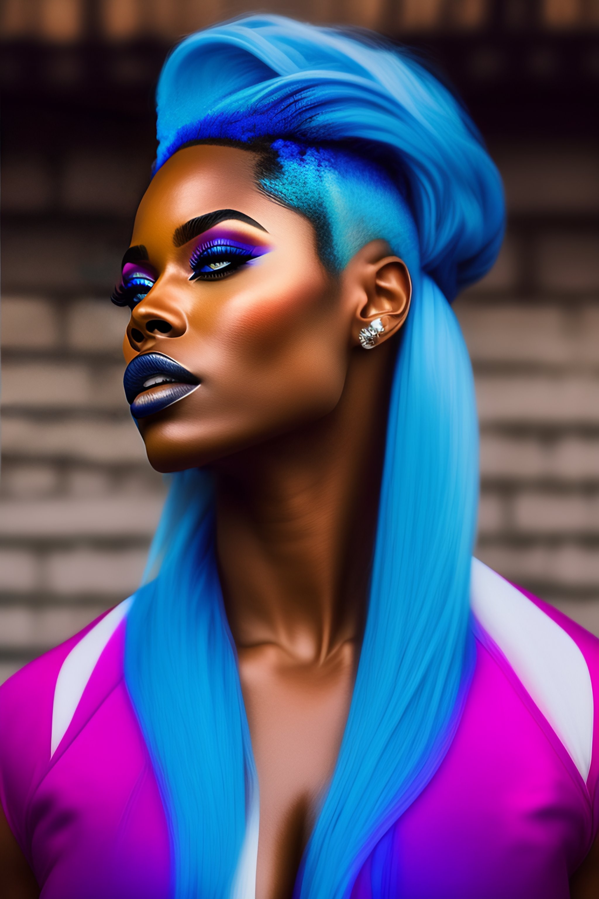 Lexica - Strong women with blue hair