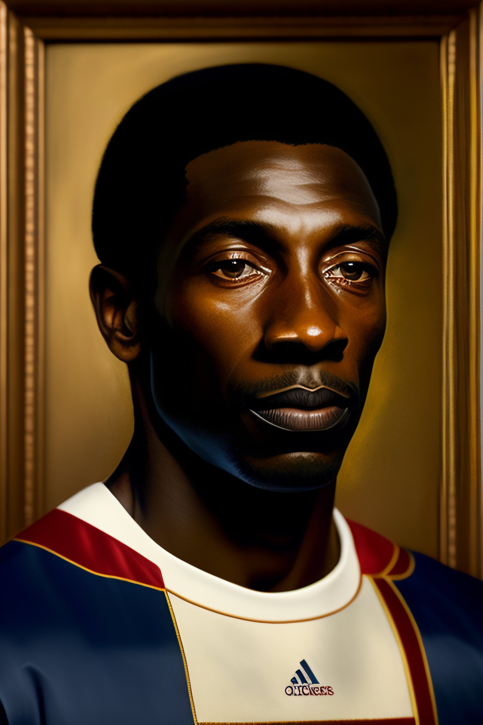 Lexica - Rough dull renaissance portrait painting of Pelé
