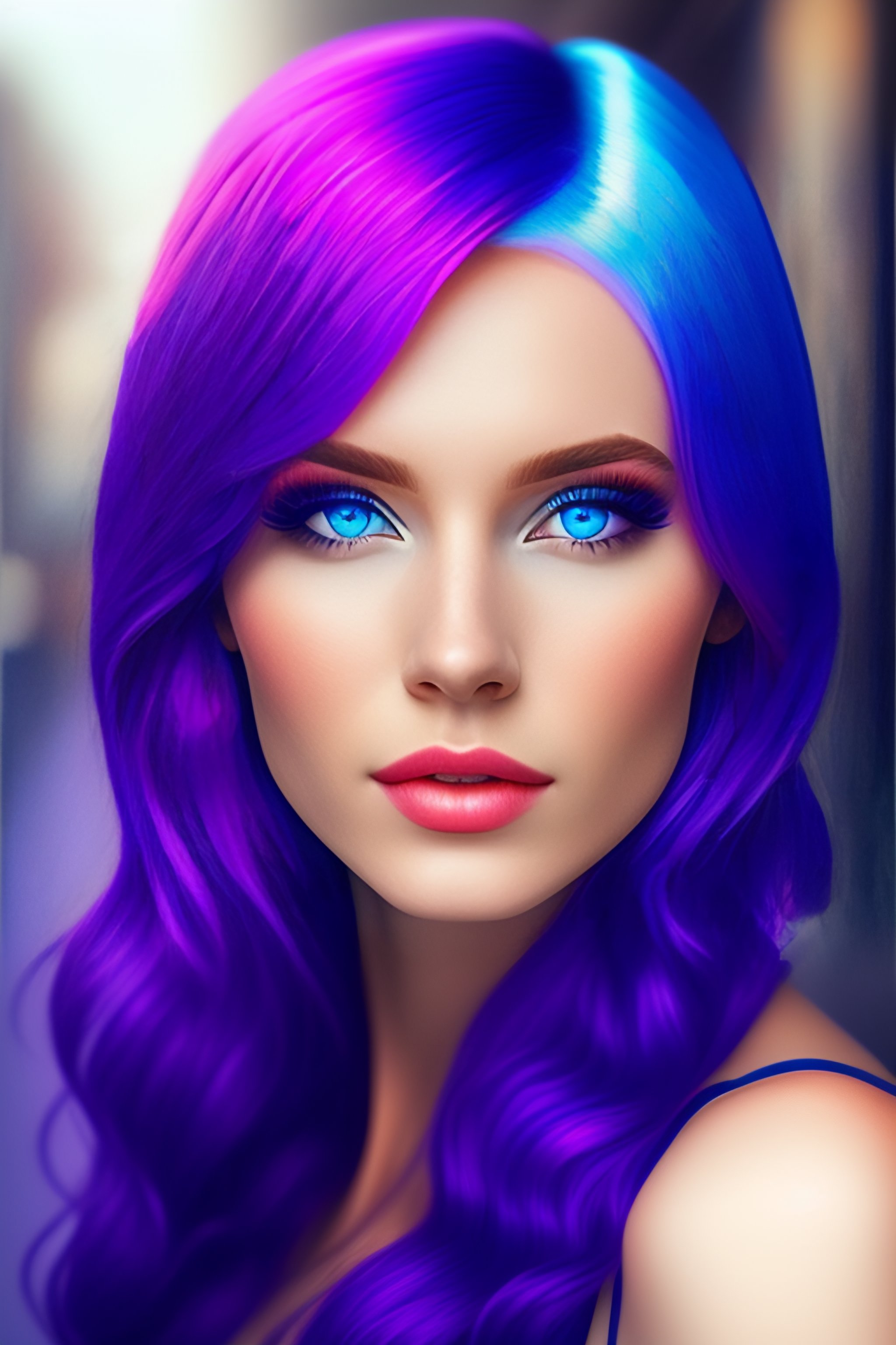 Lexica - A beautiful pale-skinned young woman with bright blue sapphire ...