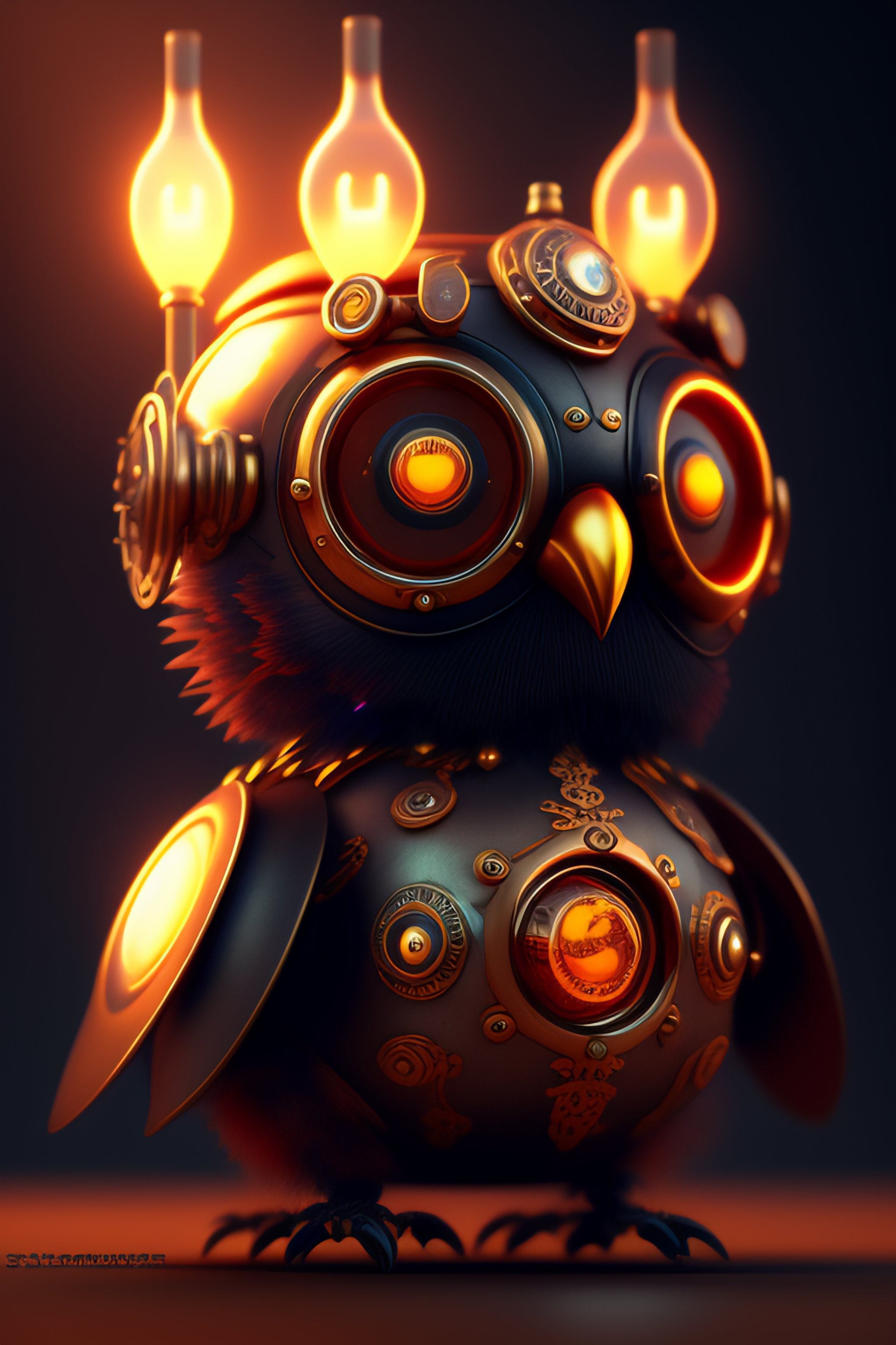 Lexica - A cute adorable portrait of a rusty and dirty steampunk clockwork mechanical baby owl ...