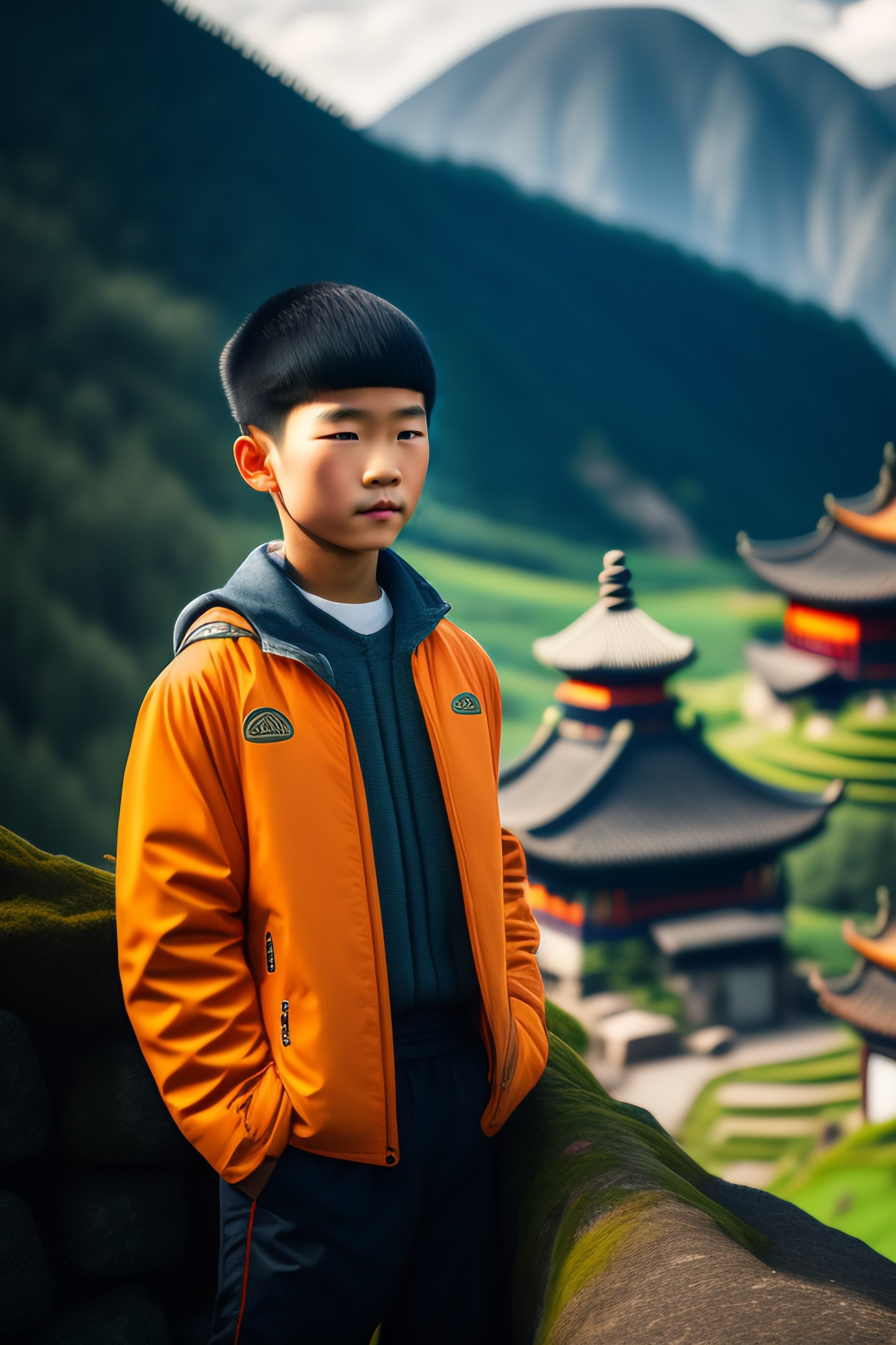 Lexica - Portrait of a young zen boy talking to his teacher in a ...