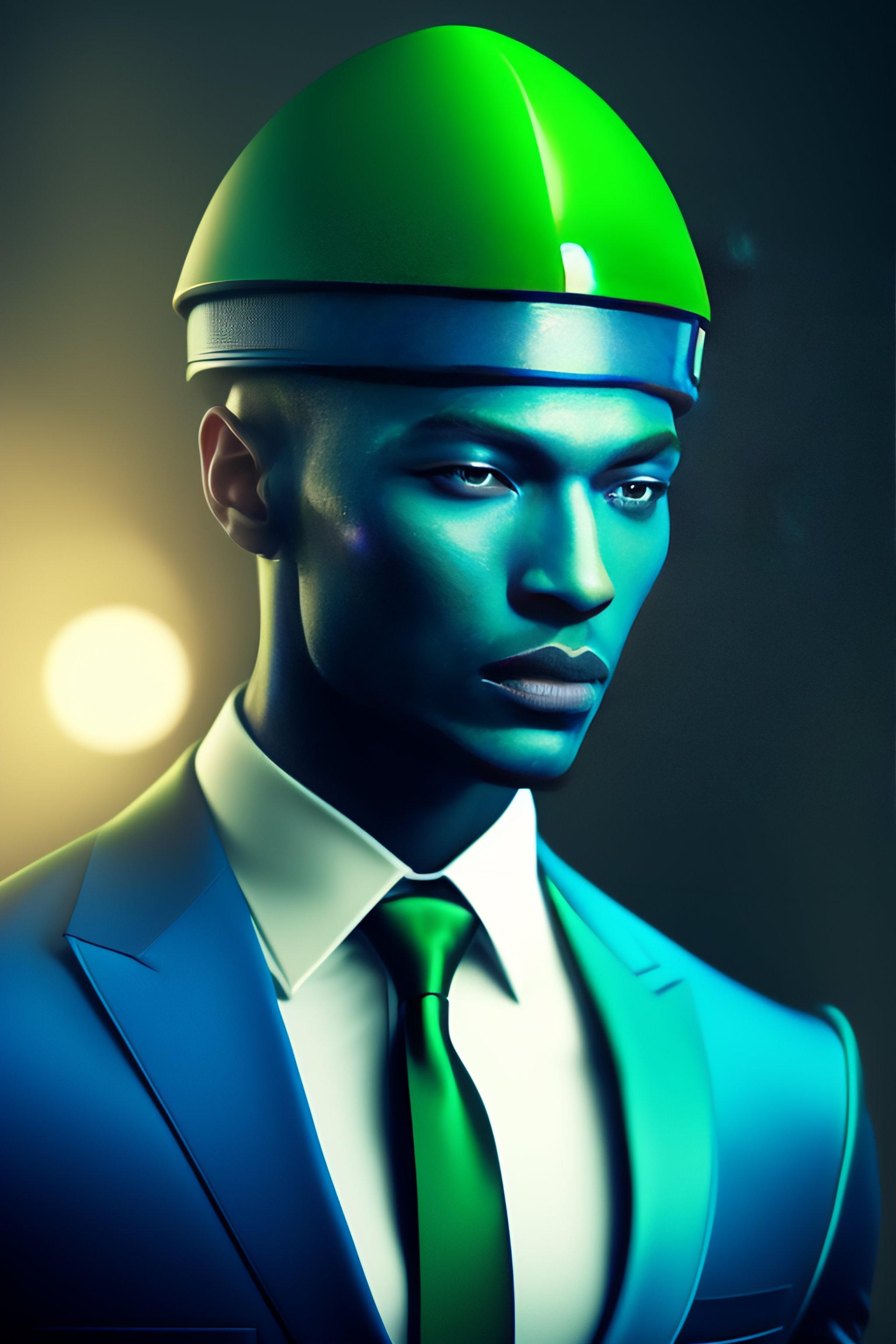 Lexica - Humanoid alien scientist, green and blue suit, a character ...