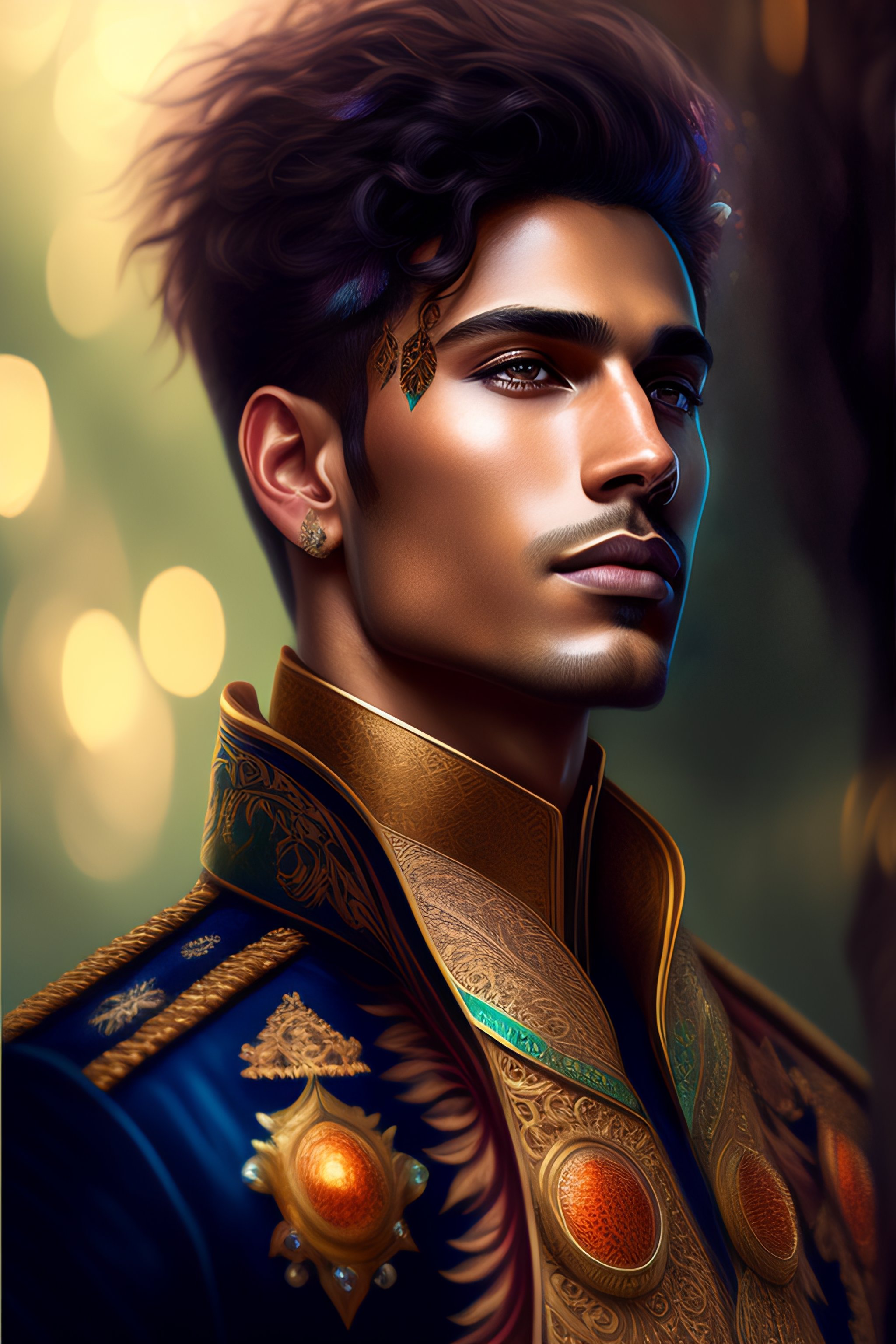 Lexica - Beautiful portrait of an attractive Prince wearing a peacock ...