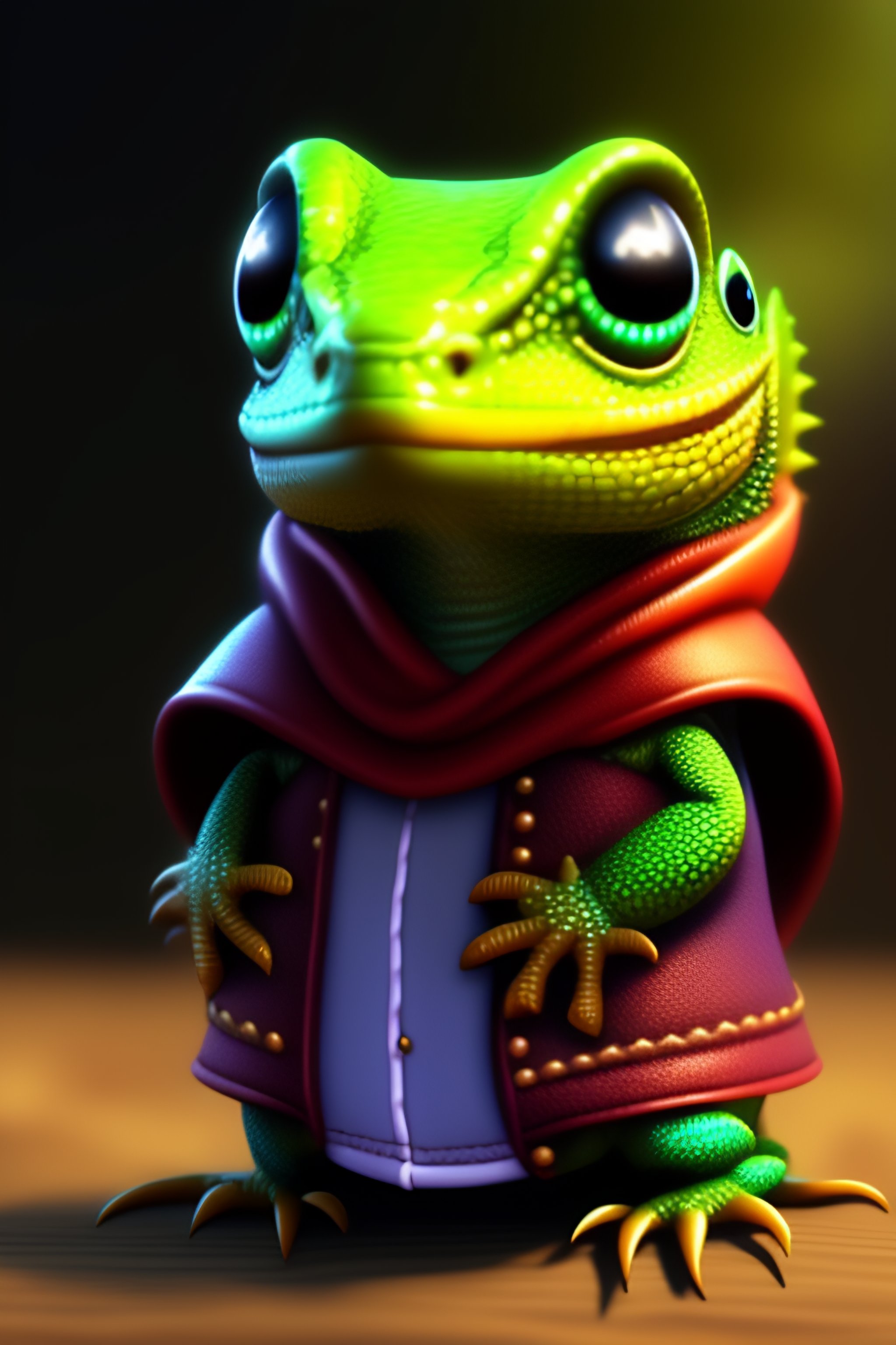 Lexica - A stern-looking baby lizard dressed as a librarian, digital ...