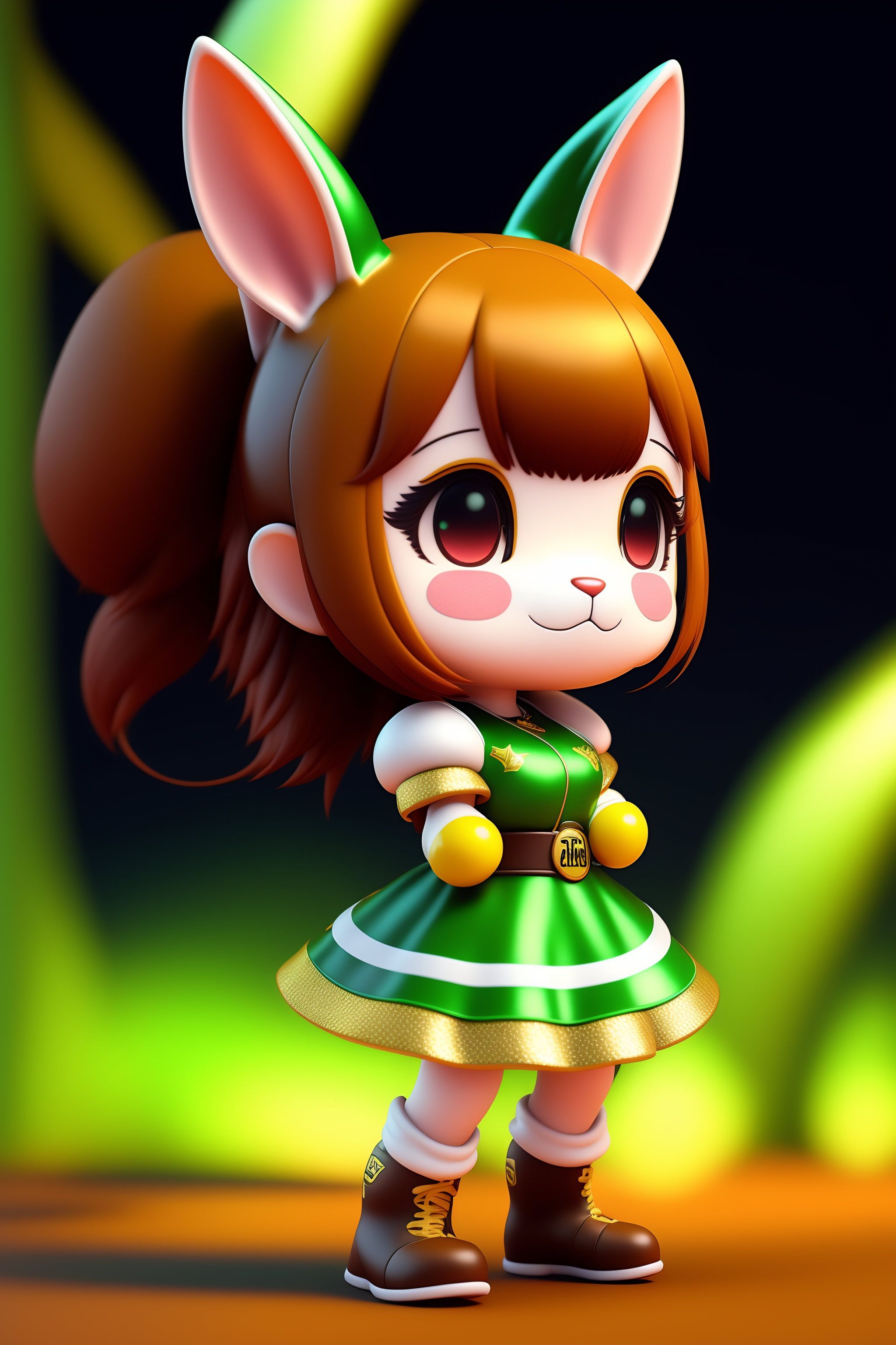 Lexica - Kemono girl chibi,imagen detail,3d realist,costume boxing ...