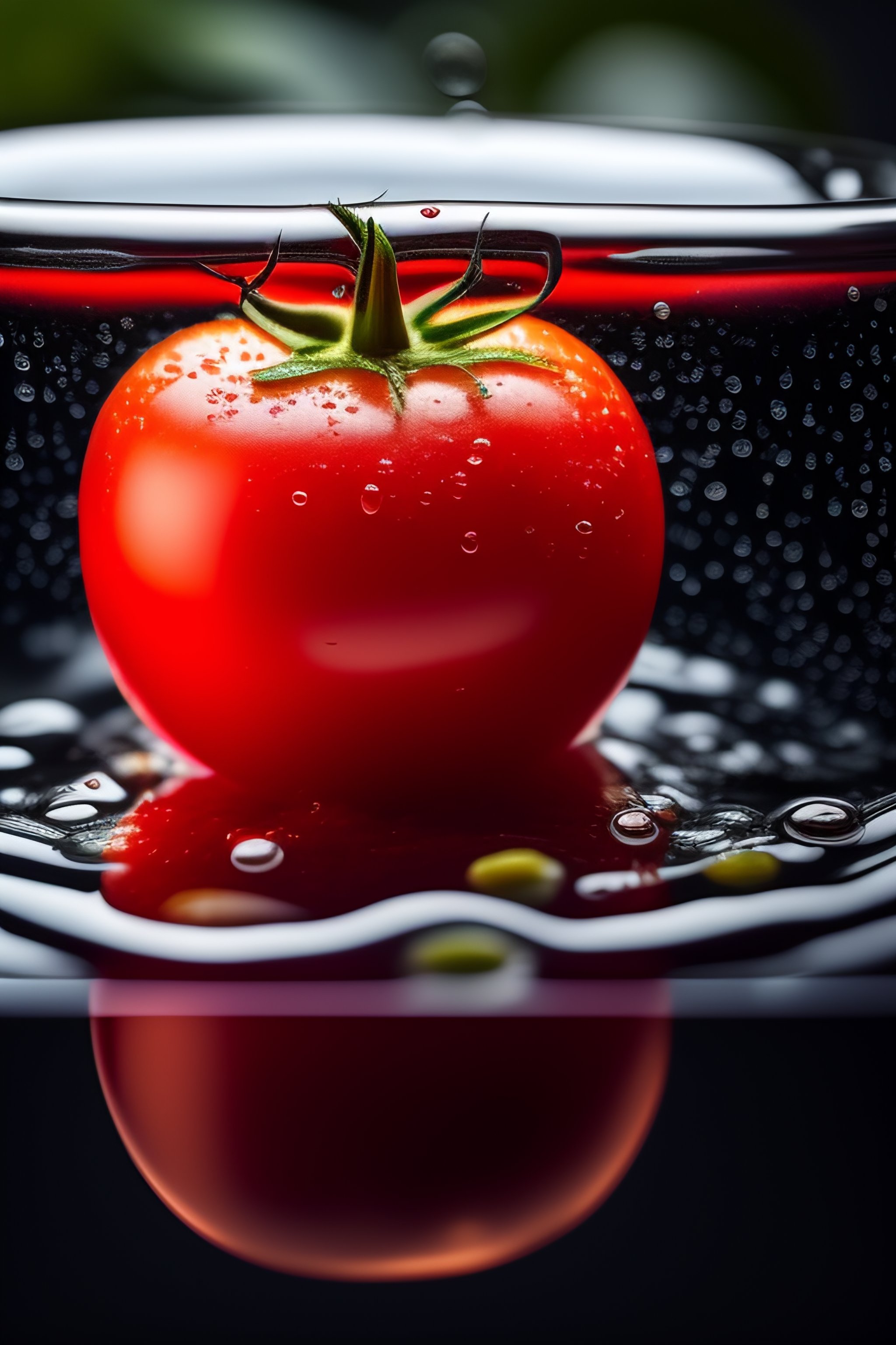 Lexica - Cinematic photograph of a tomato in center, ice cubes, dill ...
