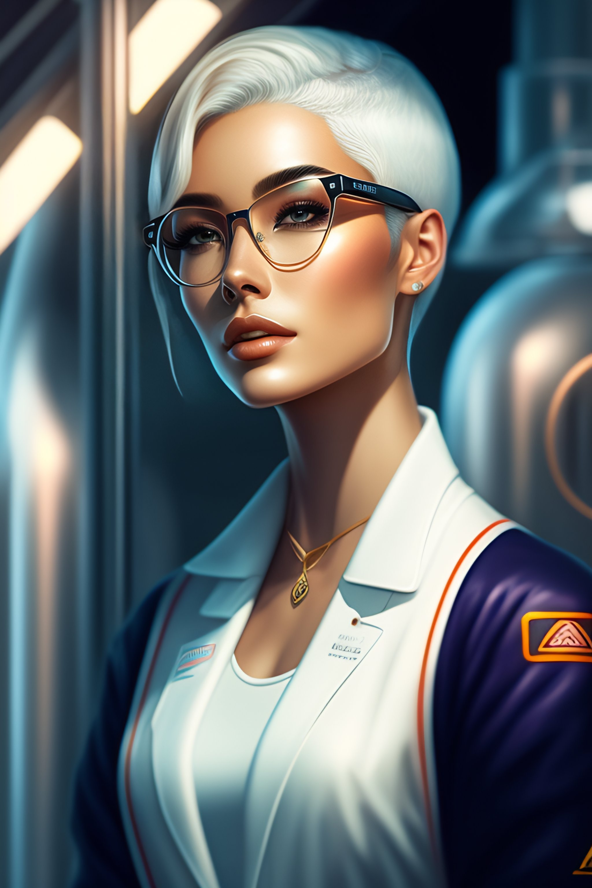 Lexica - Lisa Blackpinkwith short white hair, wearing lab coat and ...