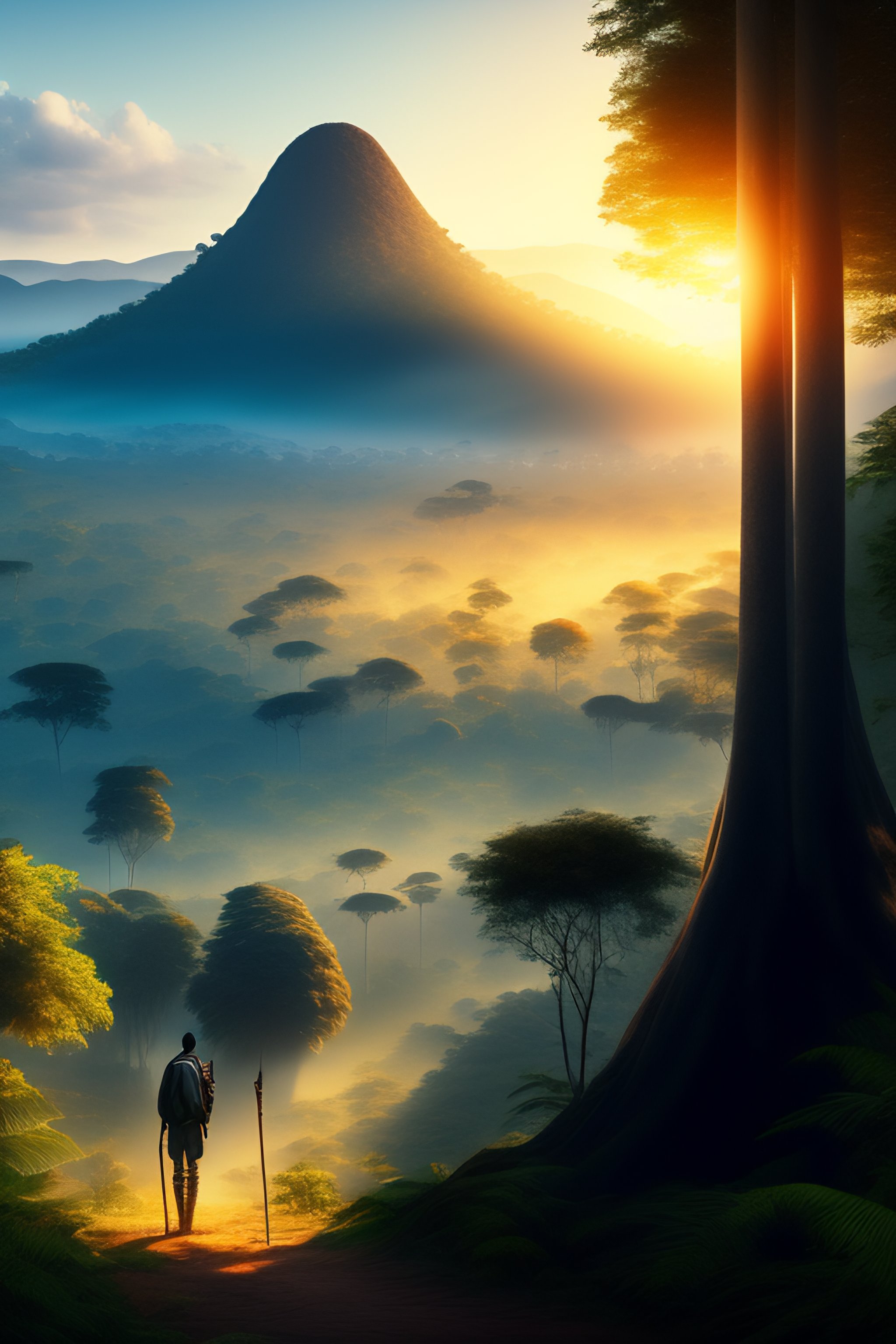 Lexica - An ethiopian young shepard in the forest with his cane during ...