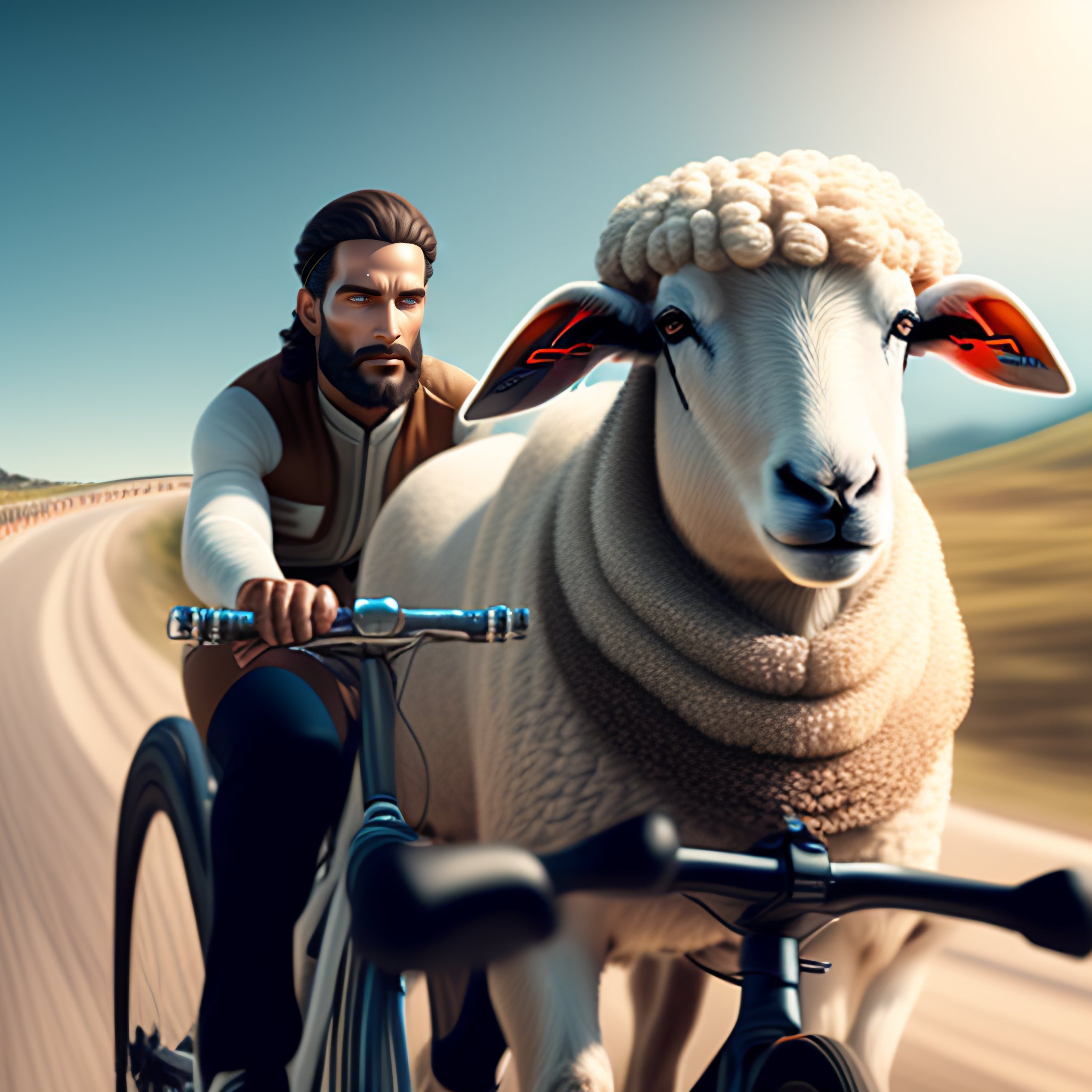 Lexica - Jesus christ riding a racing bike with a sheep in bike's ...