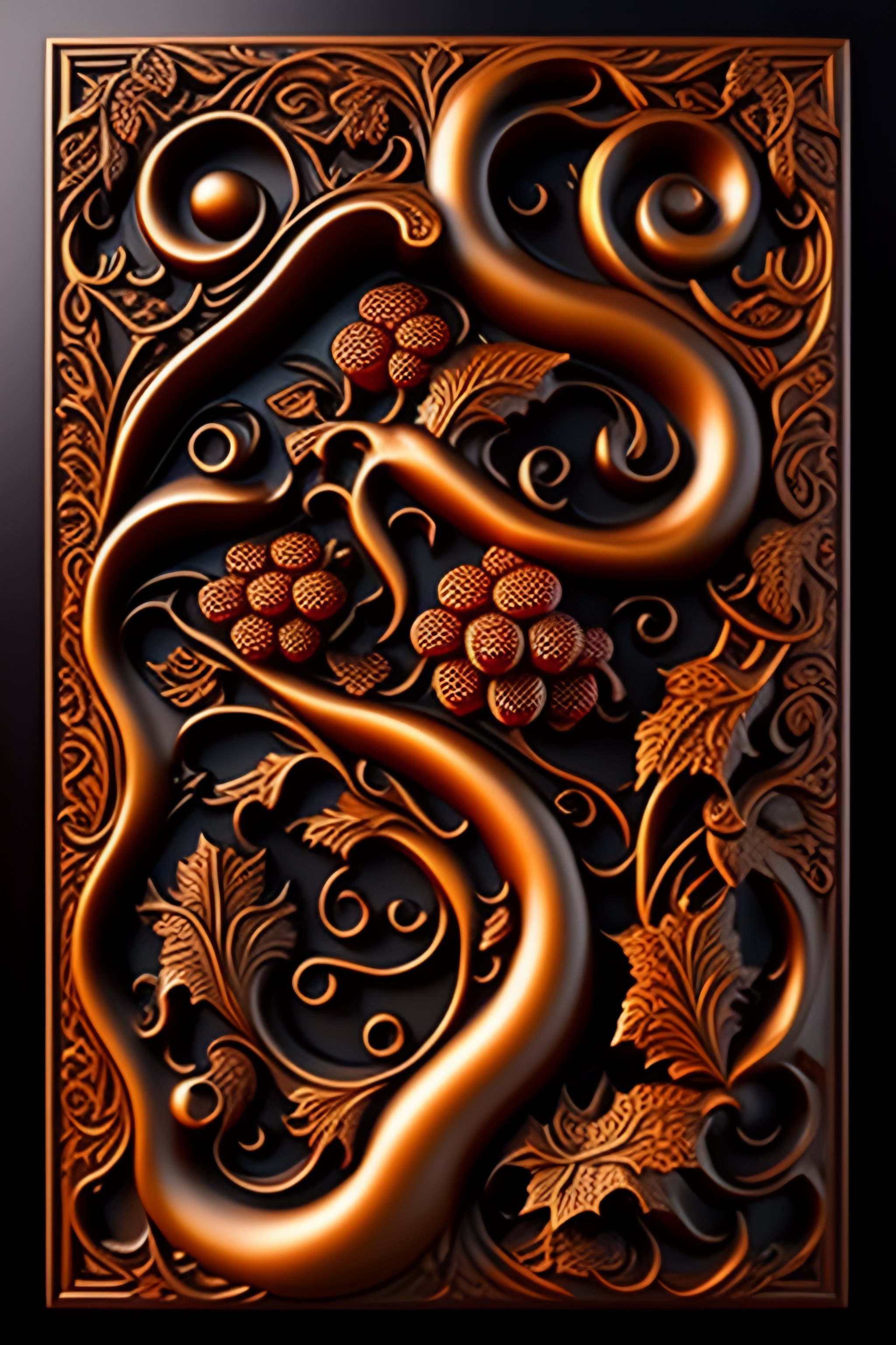 Lexica - Grape vines climbing, infinite detail, wood carving with ...