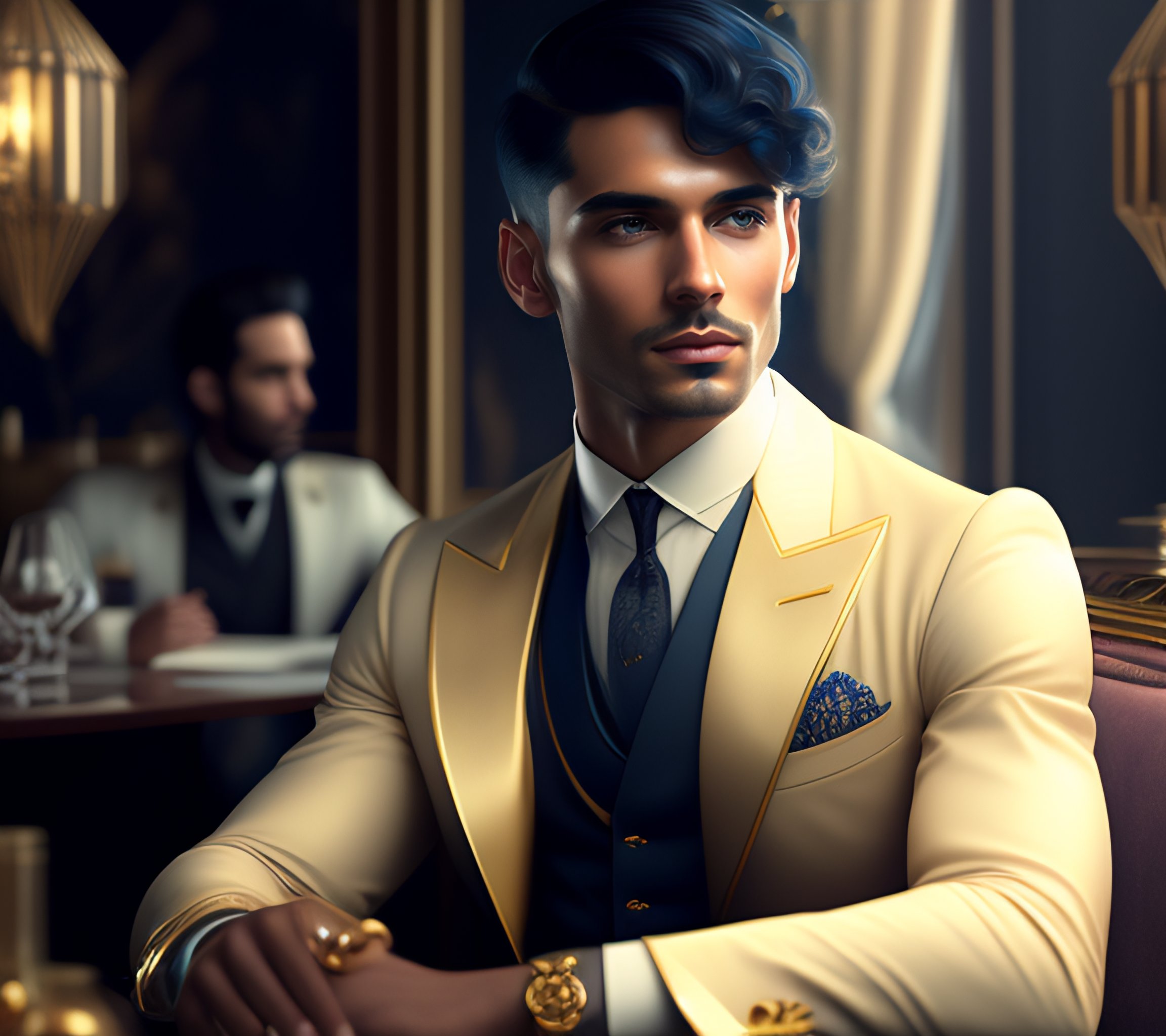 Lexica - A young sophisticated man doctor, gold and filigree, blue ...