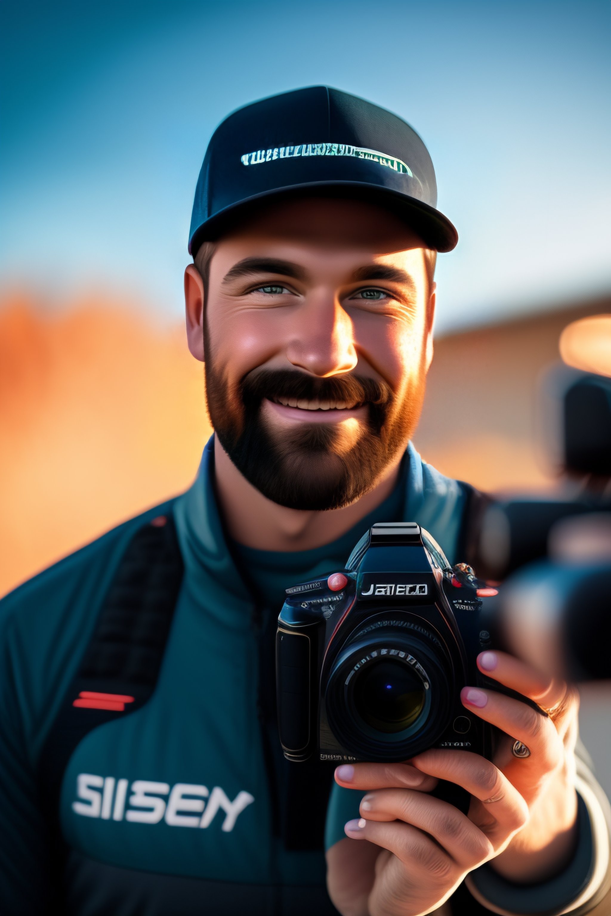 Lexica - Give the camera guy a video camera, change the background to a ...