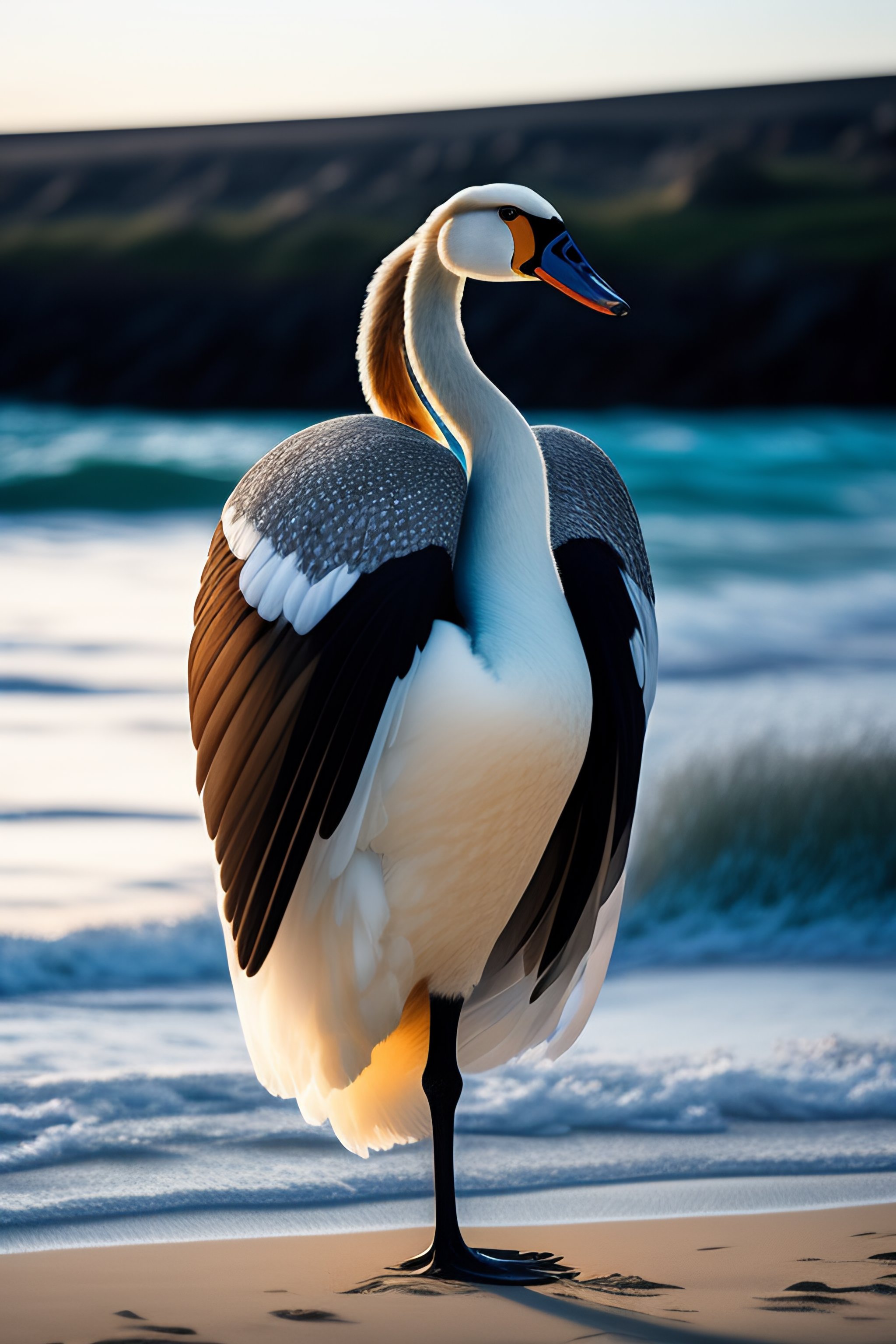 Lexica - Swan cloak made from feathers at the beach