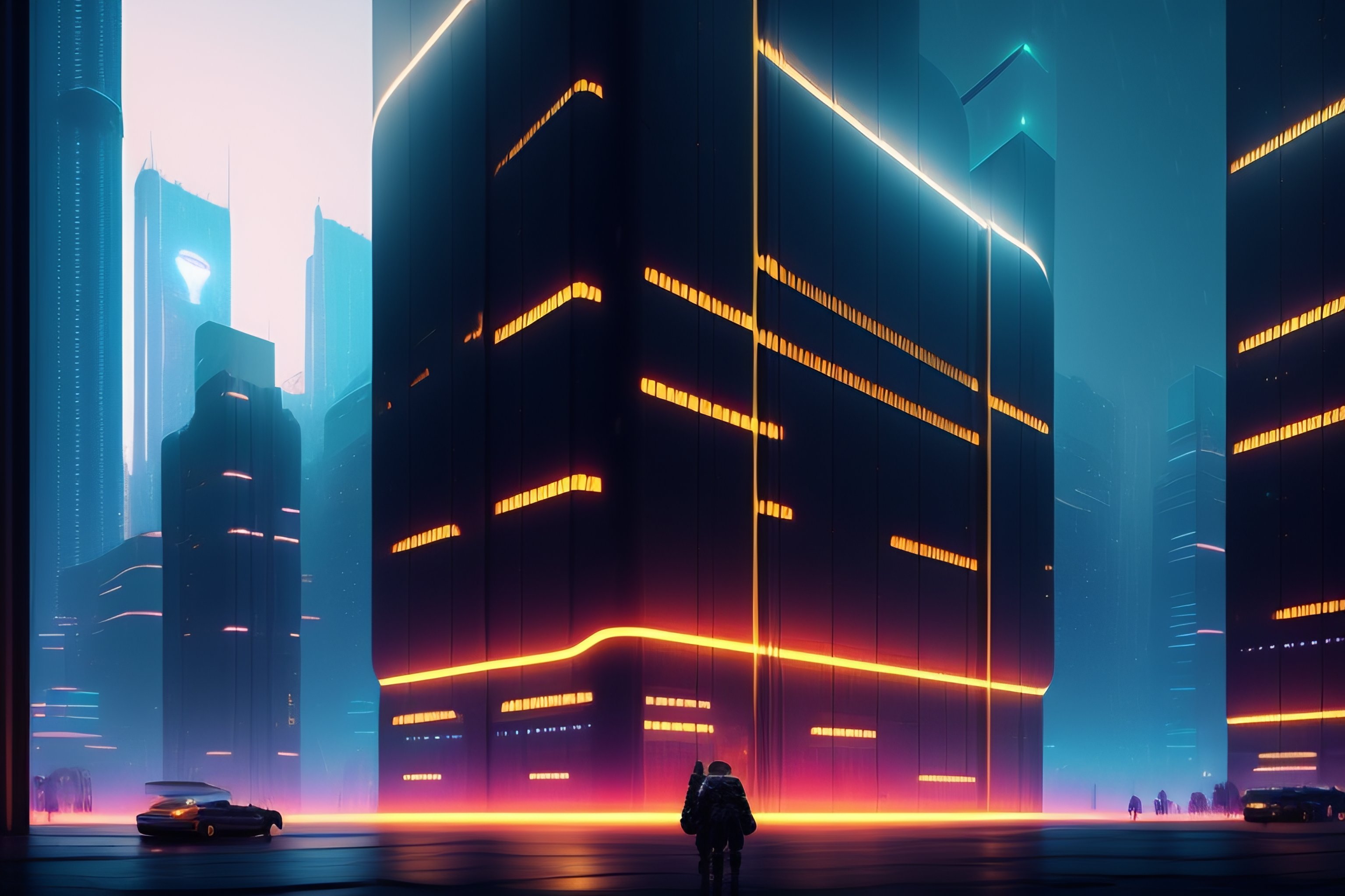 Lexica - Building cyberpunk square city night