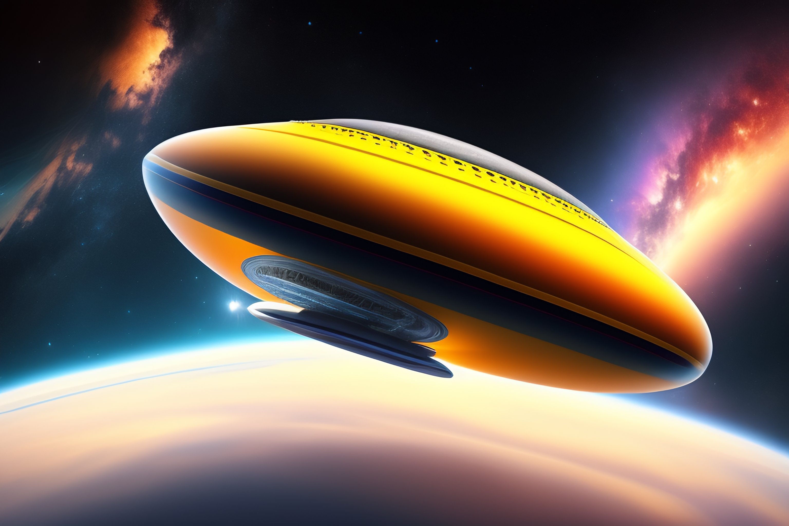 Lexica - Space ship floating in space , realistic