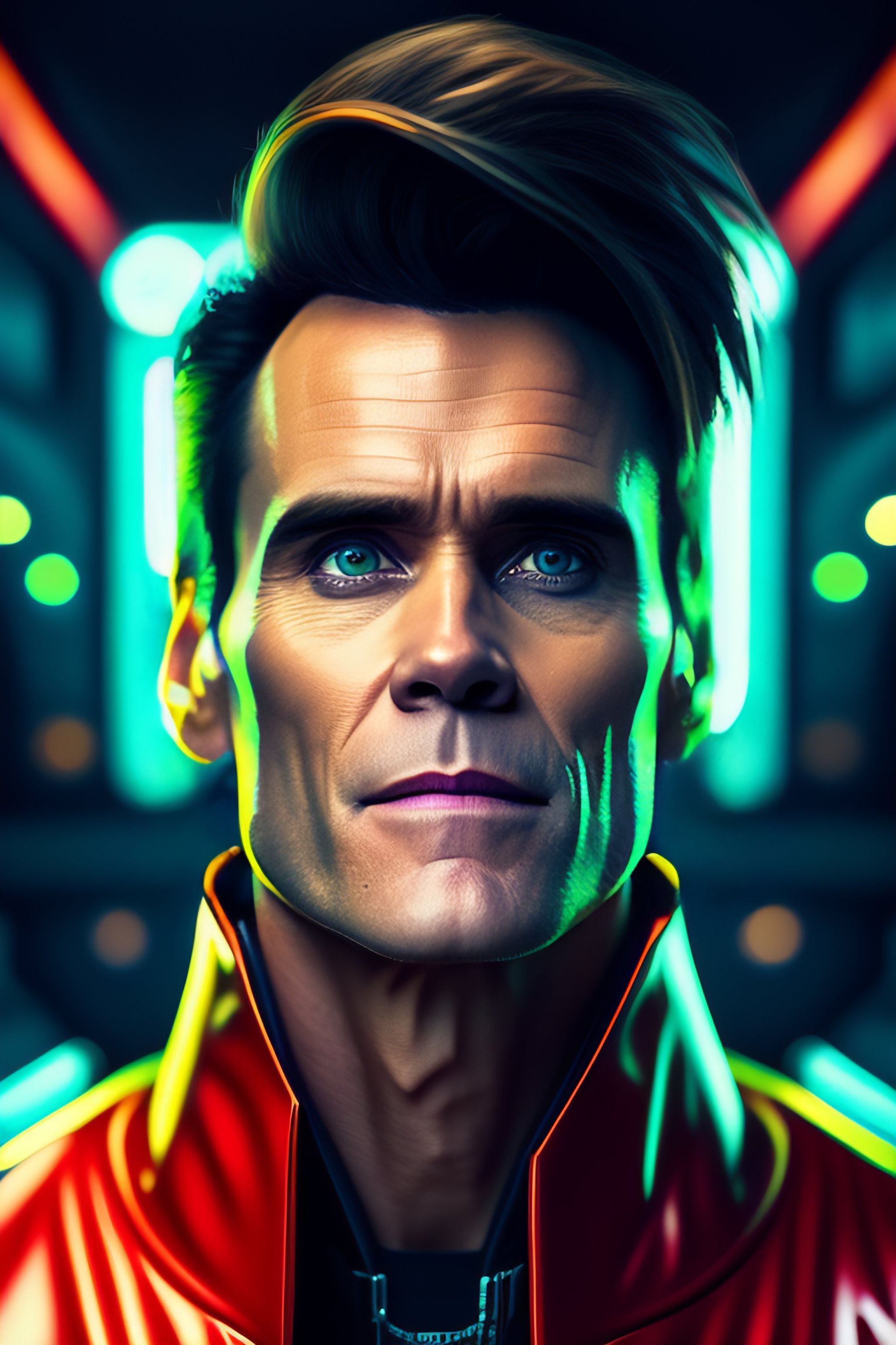 Lexica - Symmetry!! portrait of cyberpunk Jim Carrey 8k