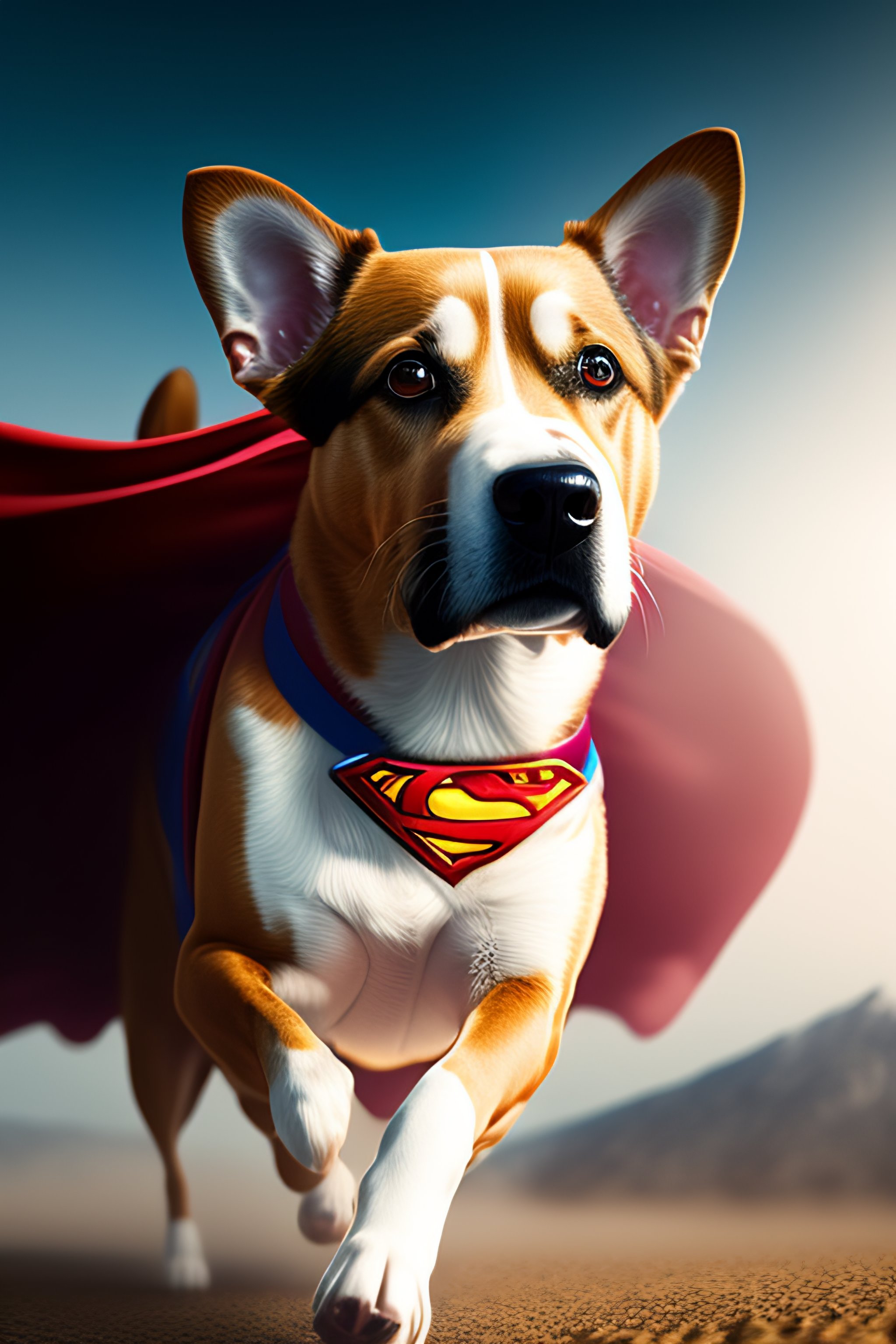 Lexica - Superman dog, realistic, 8k, fly in the sky