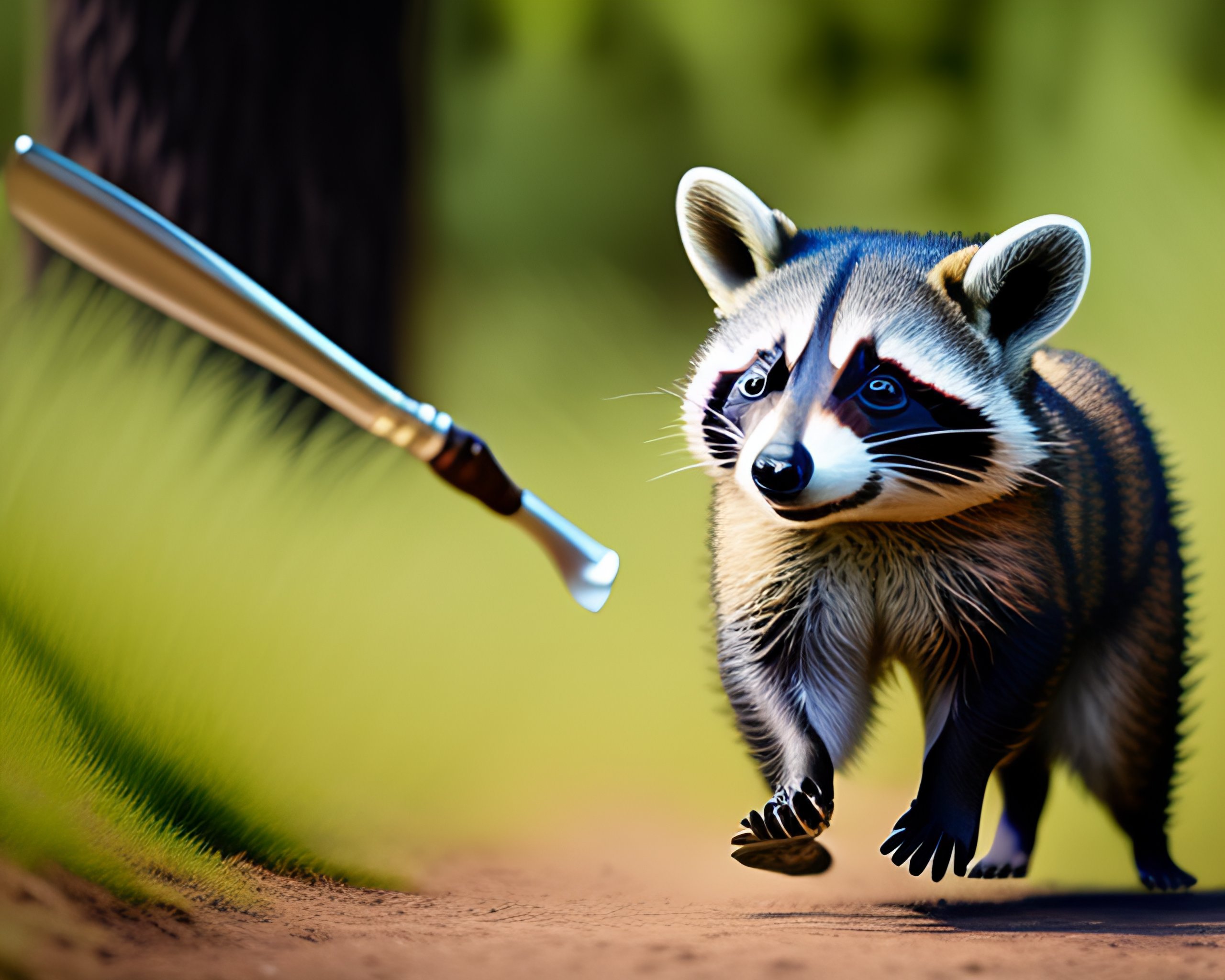 Lexica - Action shot of a raccoon soldier fighting in the civil war