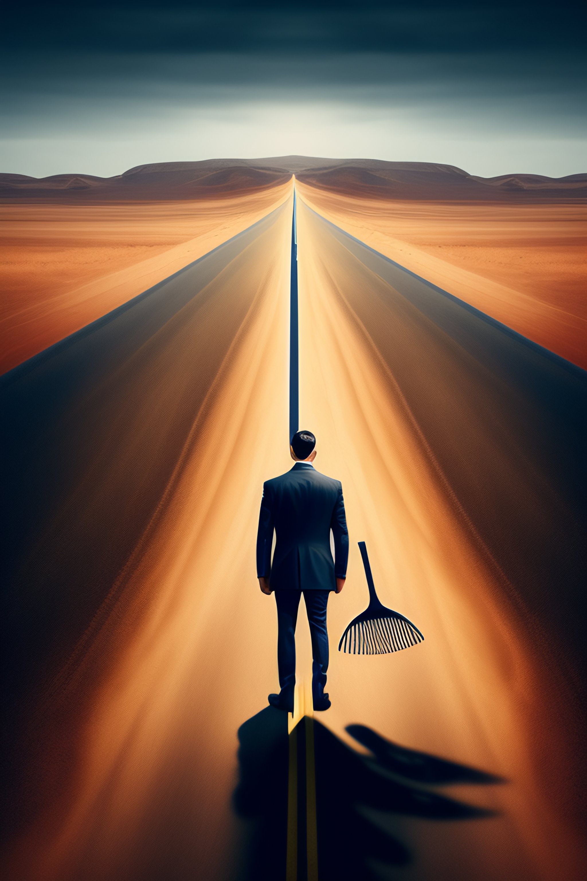 Lexica - A man standing at a fork in the road undecided which way to take