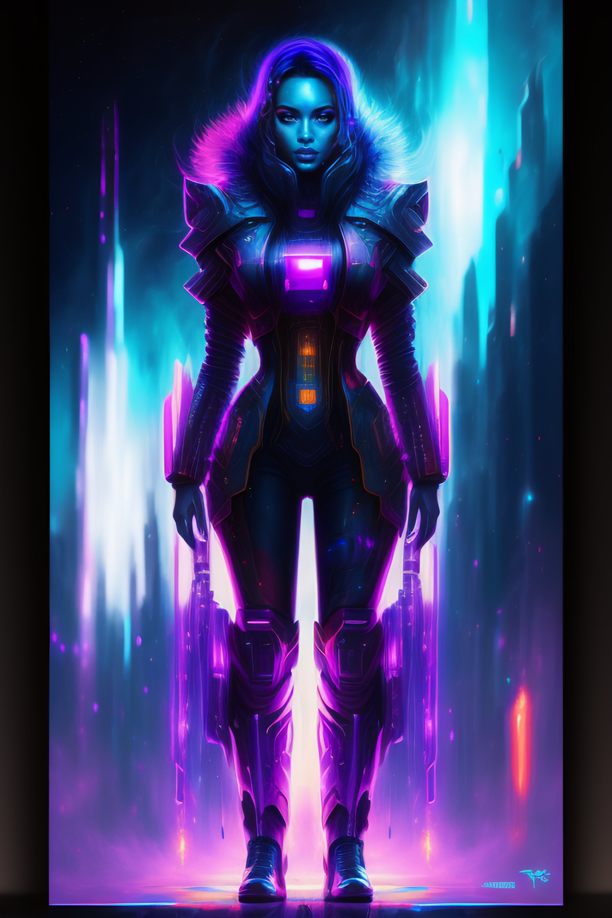 Lexica - Cosmic entity painting; cyberpunk, full body
