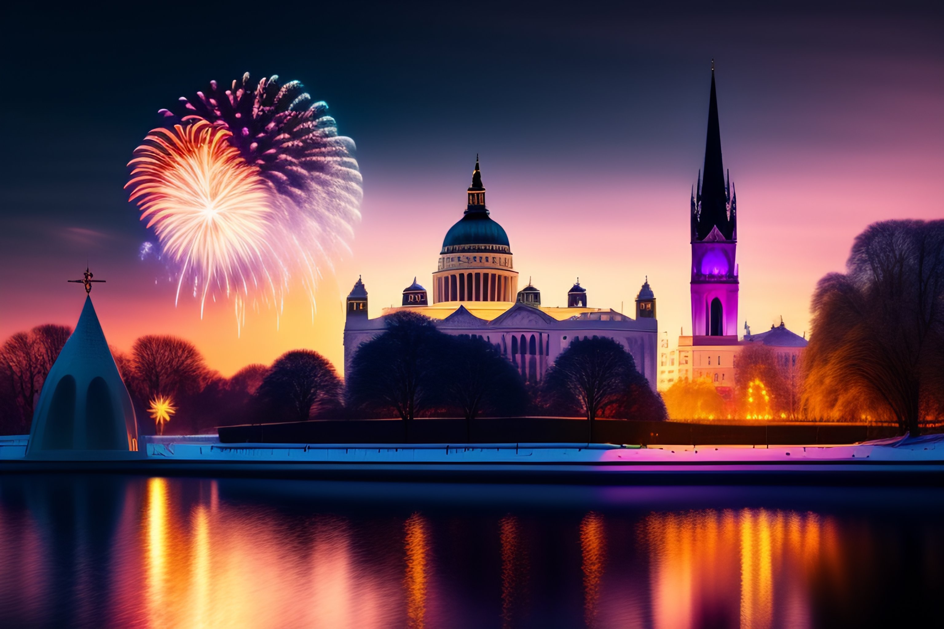 Lexica - New year 2023 celebration with fireworks, "The white house" is ...