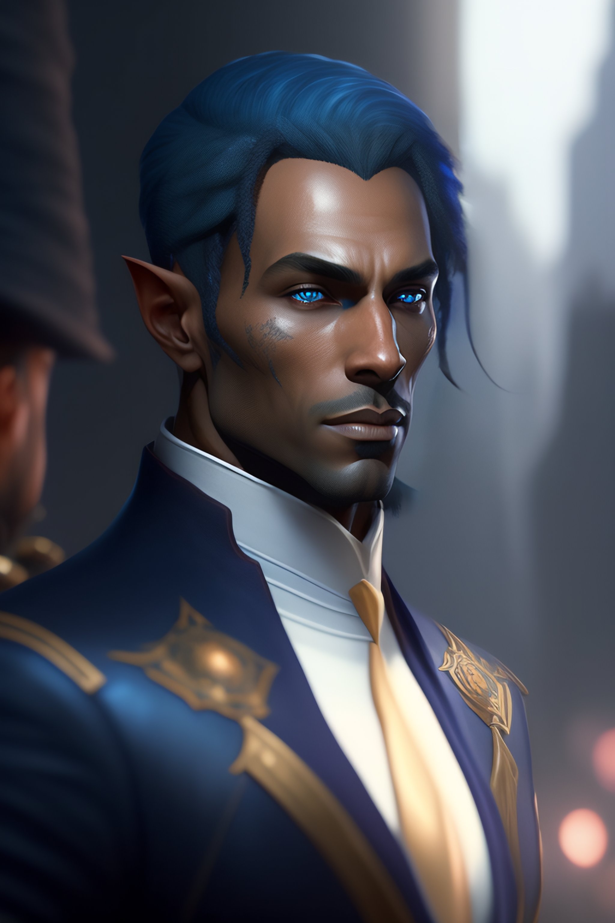 Lexica - Male blue elf, scaled skin wearing aged suit, from d&d by greg ...