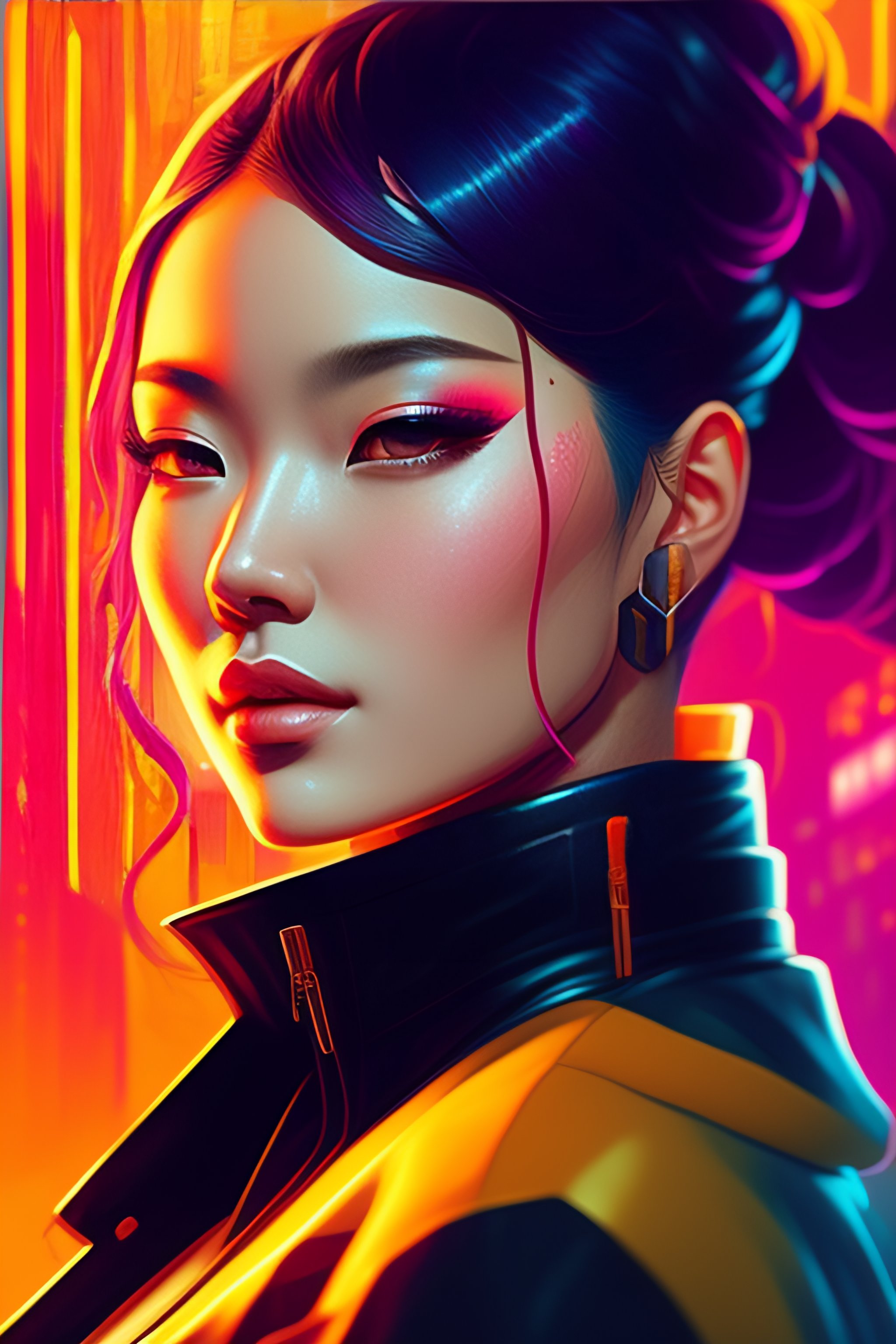 Lexica - A colorful comic noir illustration painting of a cyberpunk ...