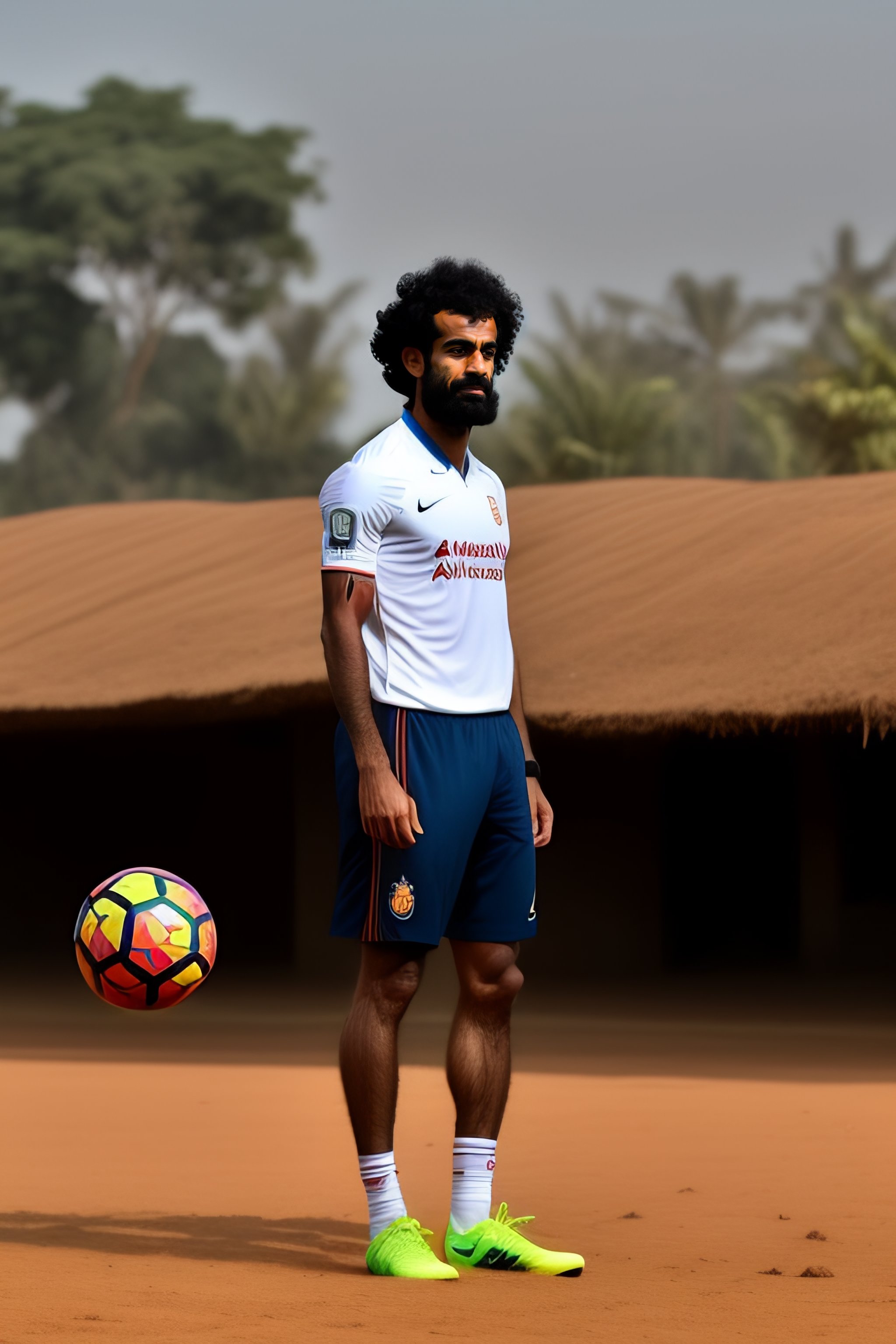 Lexica - Mo salah stands on the sidelines of a dusty, makeshift ...