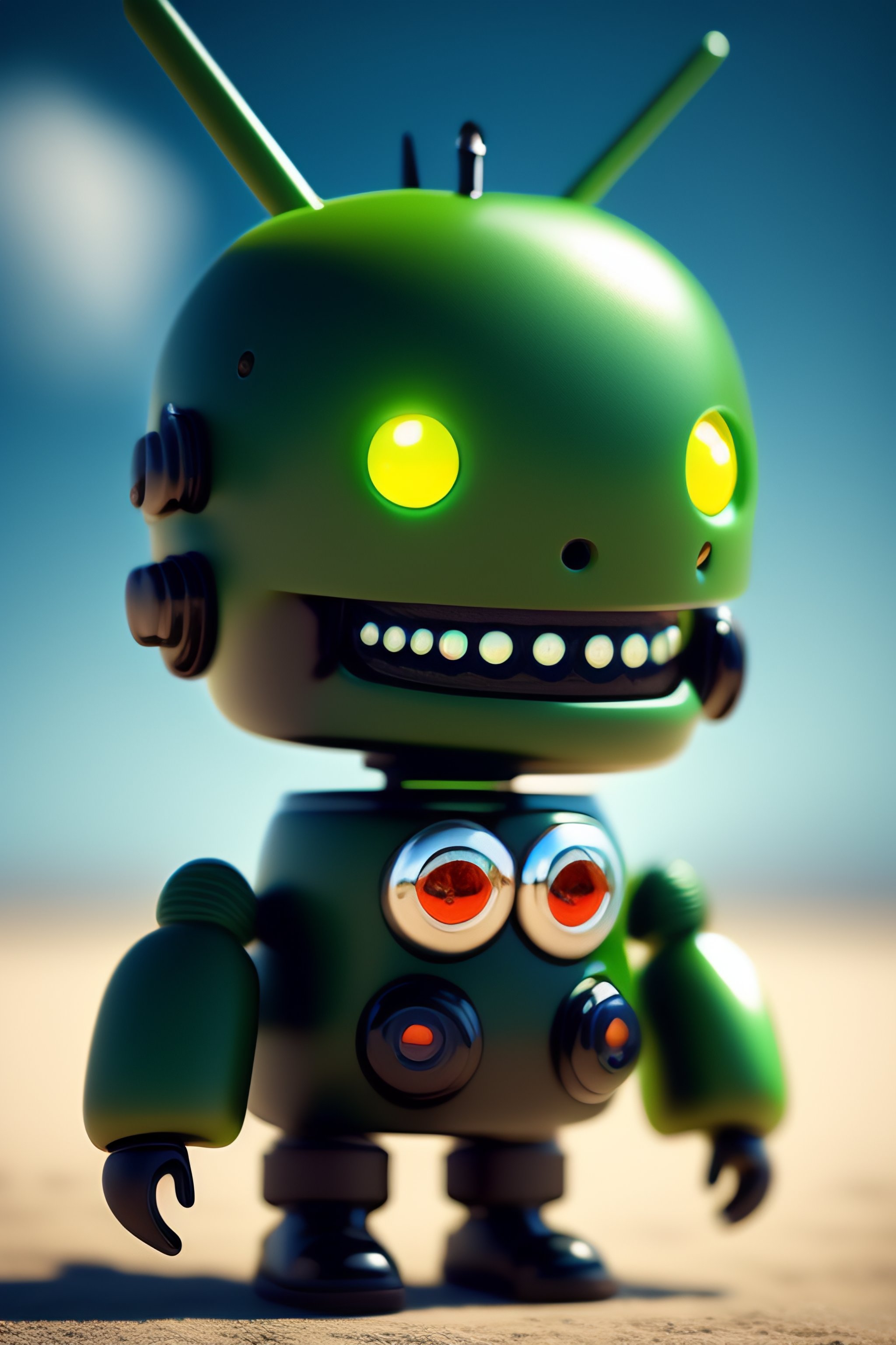 Lexica - Prototype solar powered android zombie with menacing smile ...