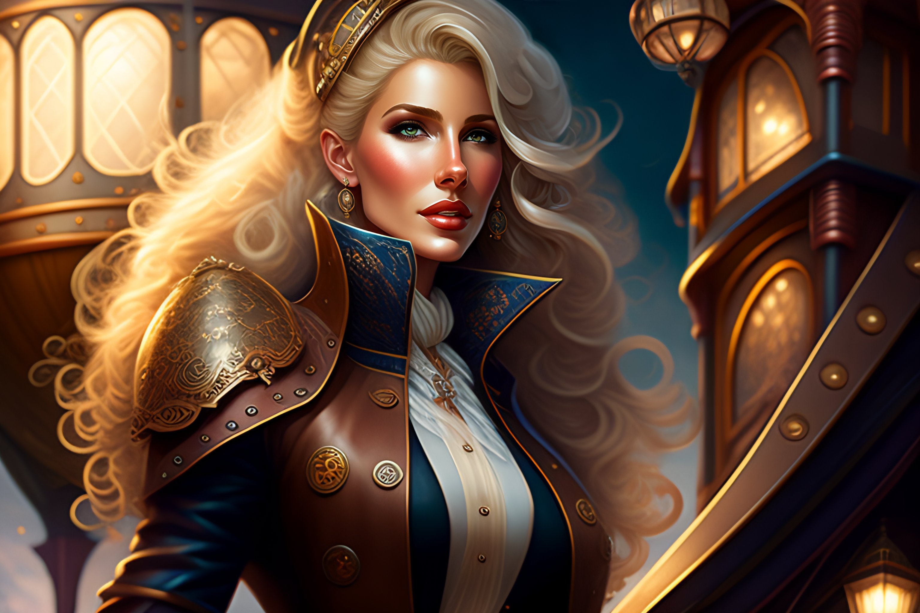 Lexica - A librarian with a beautiful face and blond hair wearing a ...