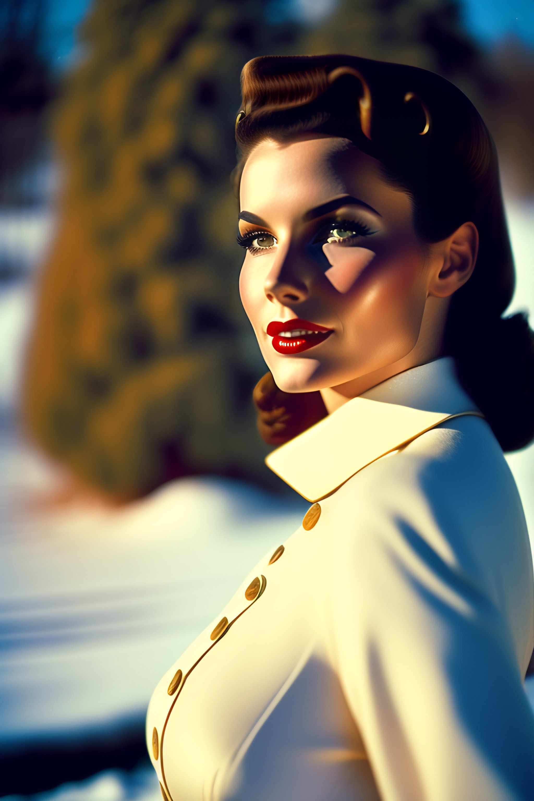 Lexica - 1950's shiny atompunk poster style, super model beautiful ...