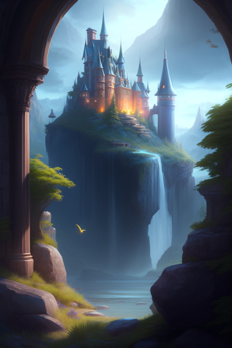 Lexica - A painting of a castle in the sky, a detailed matte painting ...