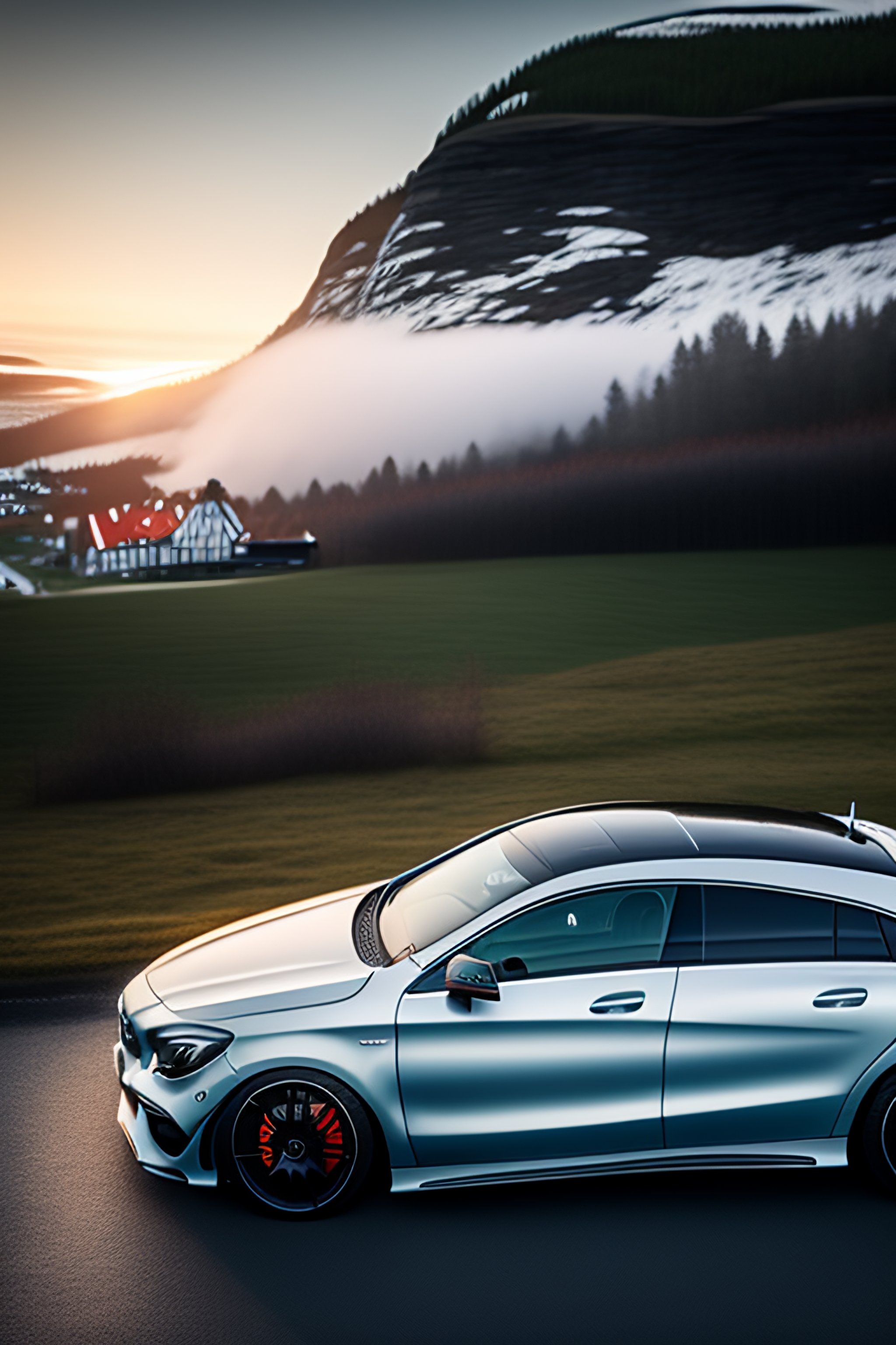 Lexica - Mercedes cla 35 amg shootingbrake in white drive in a small ...