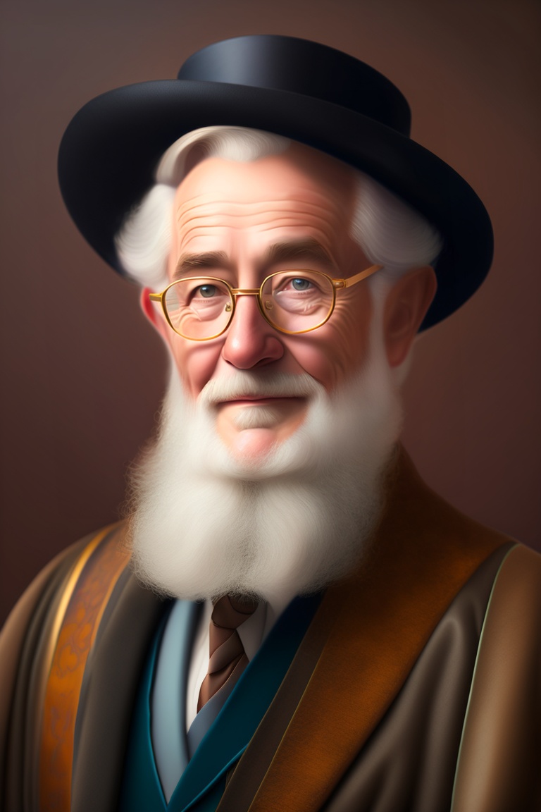 Lexica - An old scholar, motivated, inspired, looking at camera