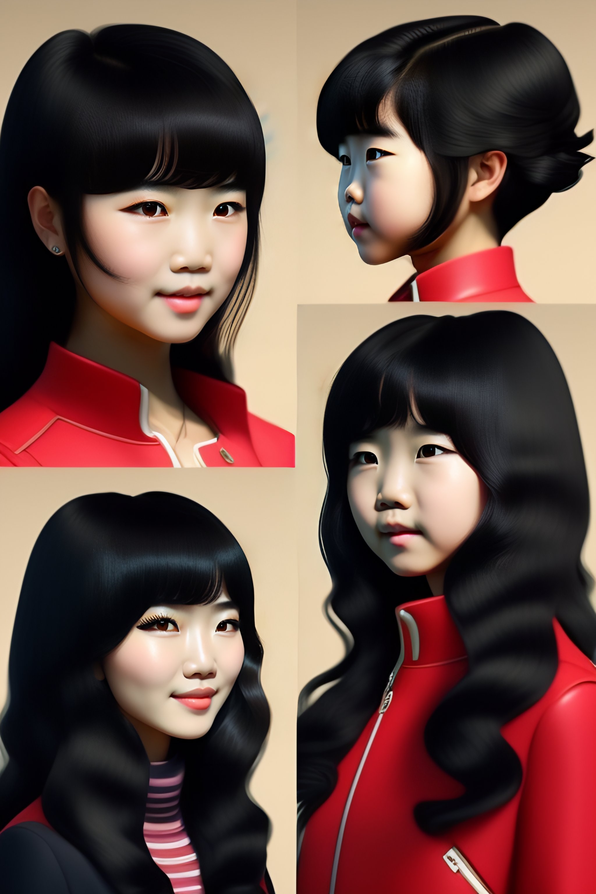 Lexica - Eurasian girl + medium length black hair + little nose + coated