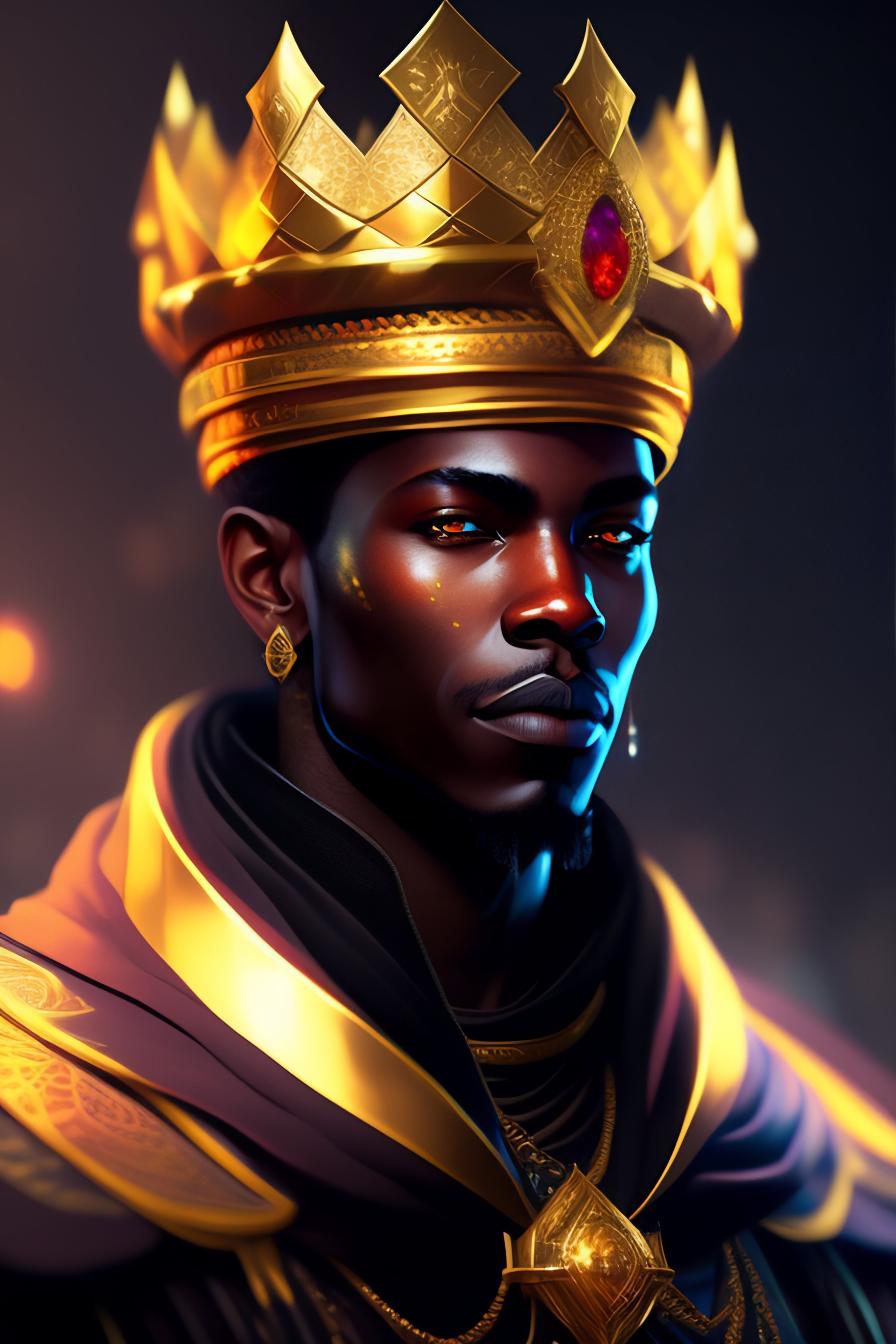 Lexica - A dark and ominous african moor with glowing eyes and a golden ...