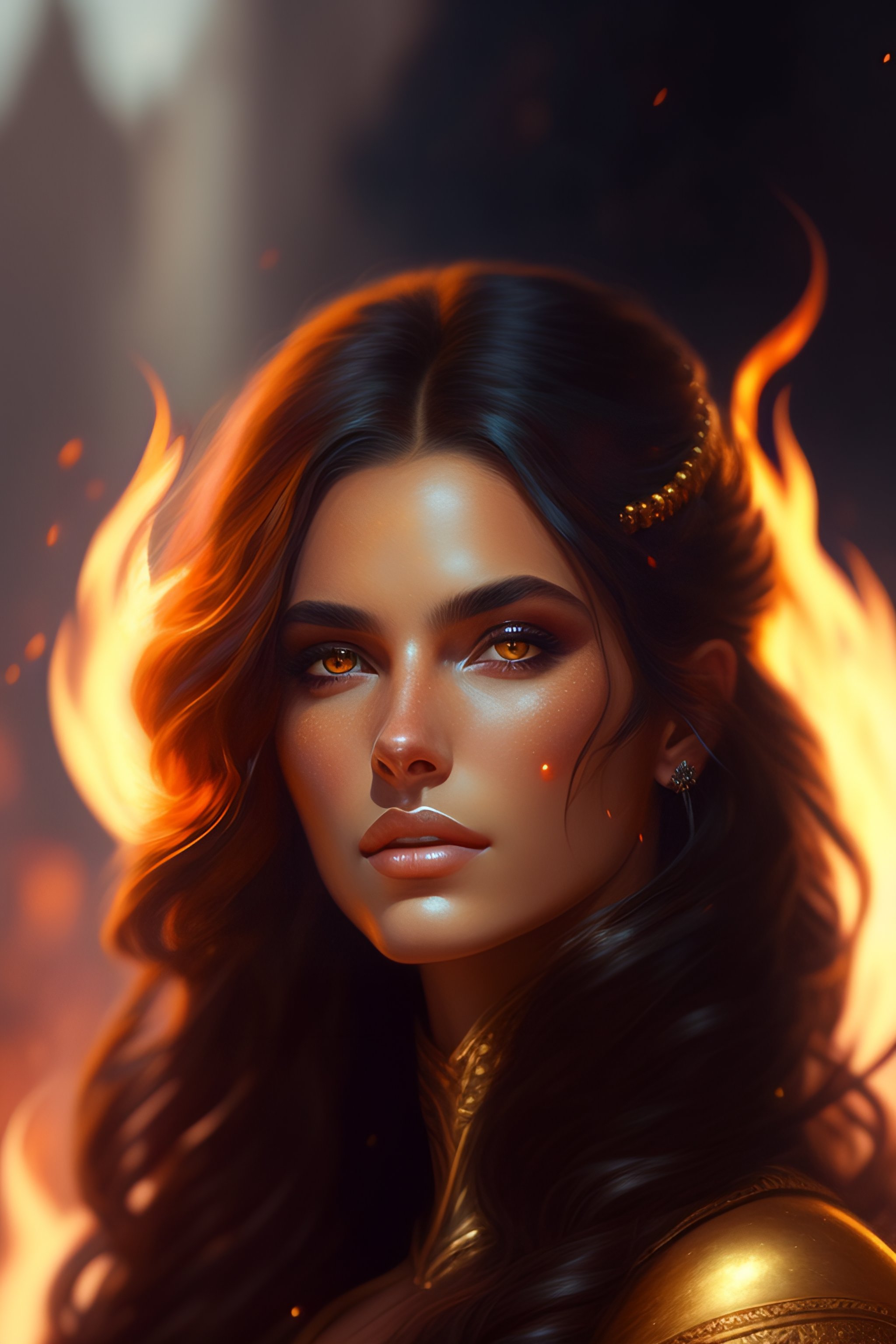 Lexica - Beautiful portrait of a fire goddess, perfect stylish wavy ...