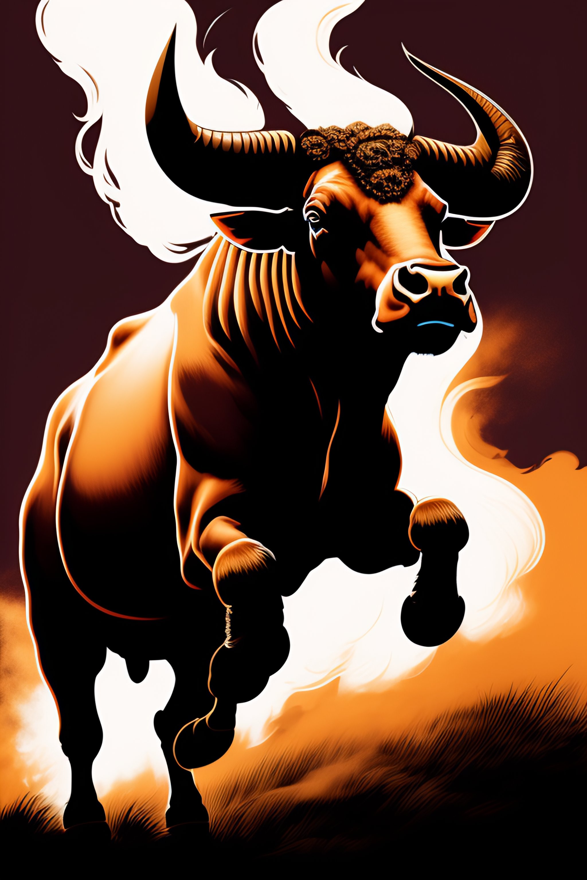 Lexica - An insane bull, rearing up, in the style of paul pope