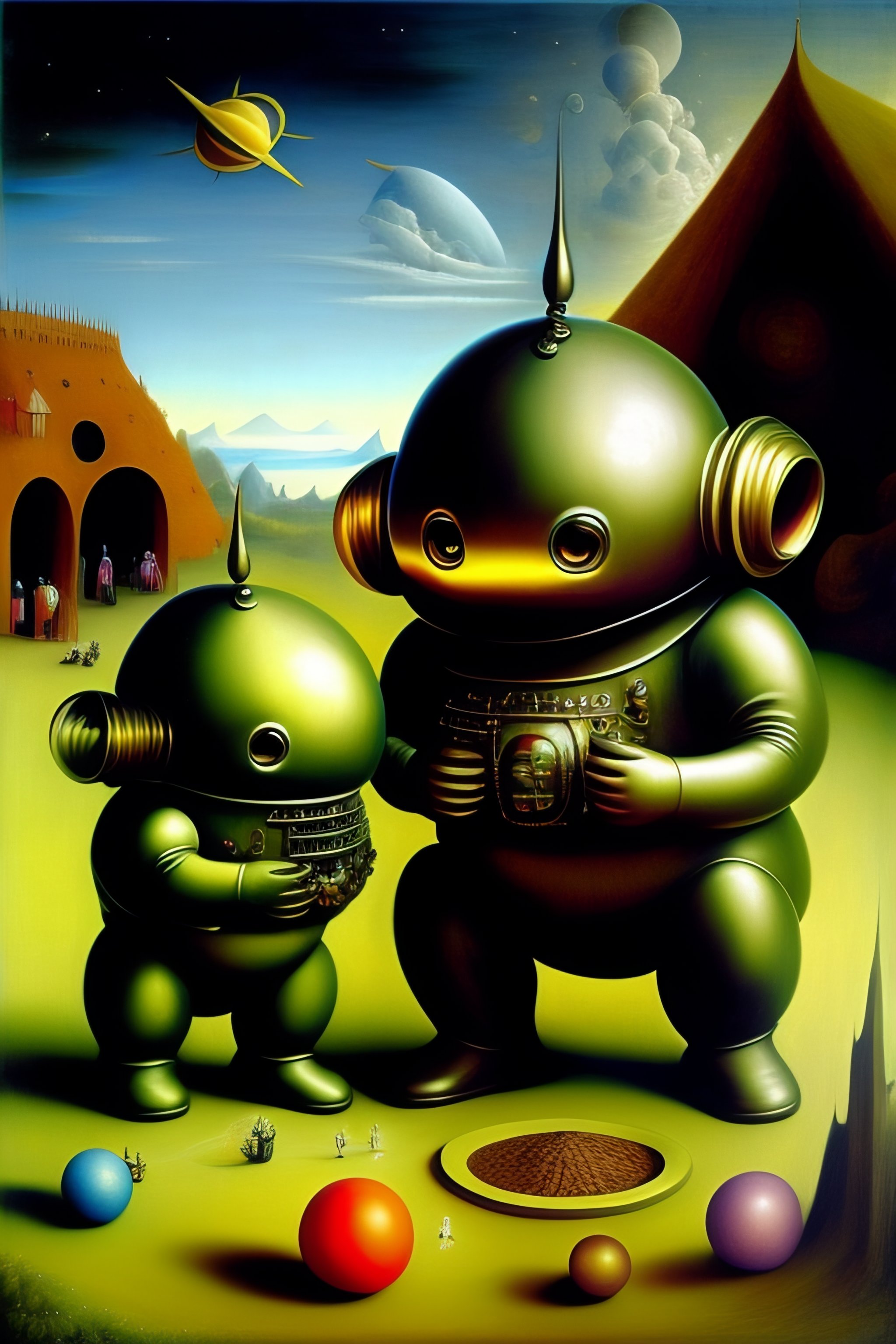 Lexica - Teletubbies playing with Giger's Alien, painted by hieronymus ...