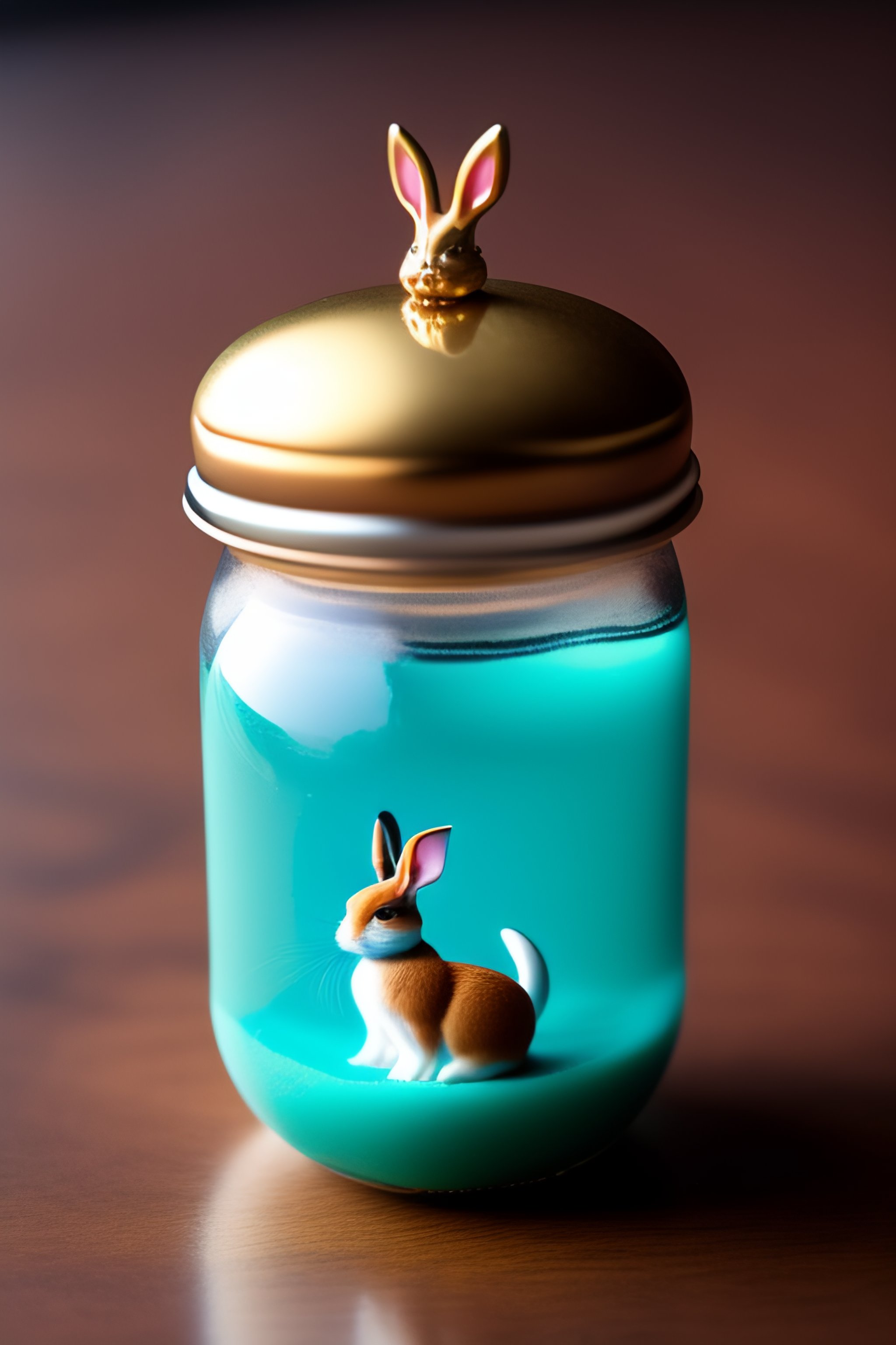 Lexica - A small jar with a miniature rabbit inside