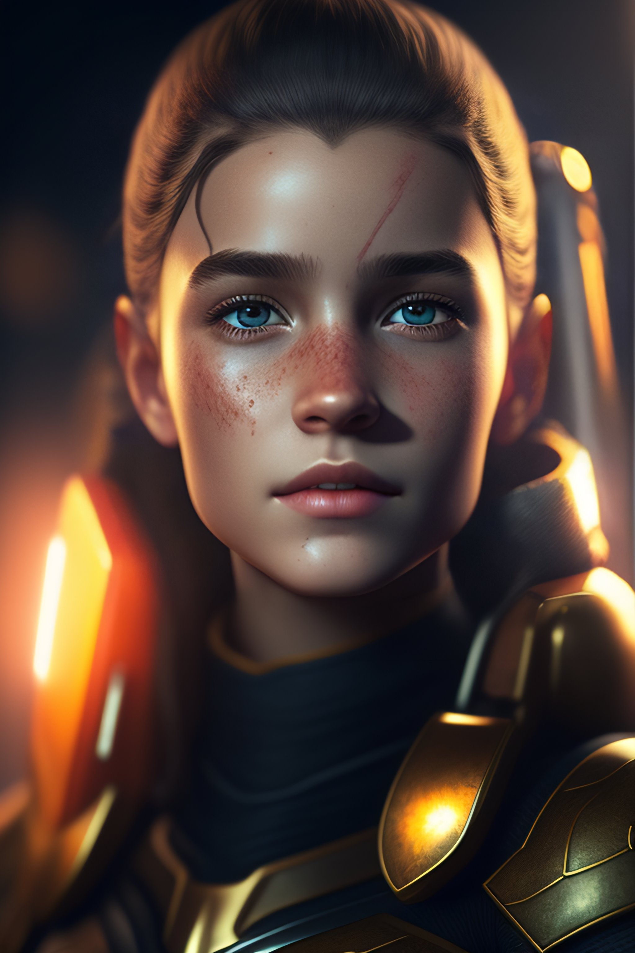 Lexica - Sci-Fi young girl, scars on his face, with war hammer, with ...