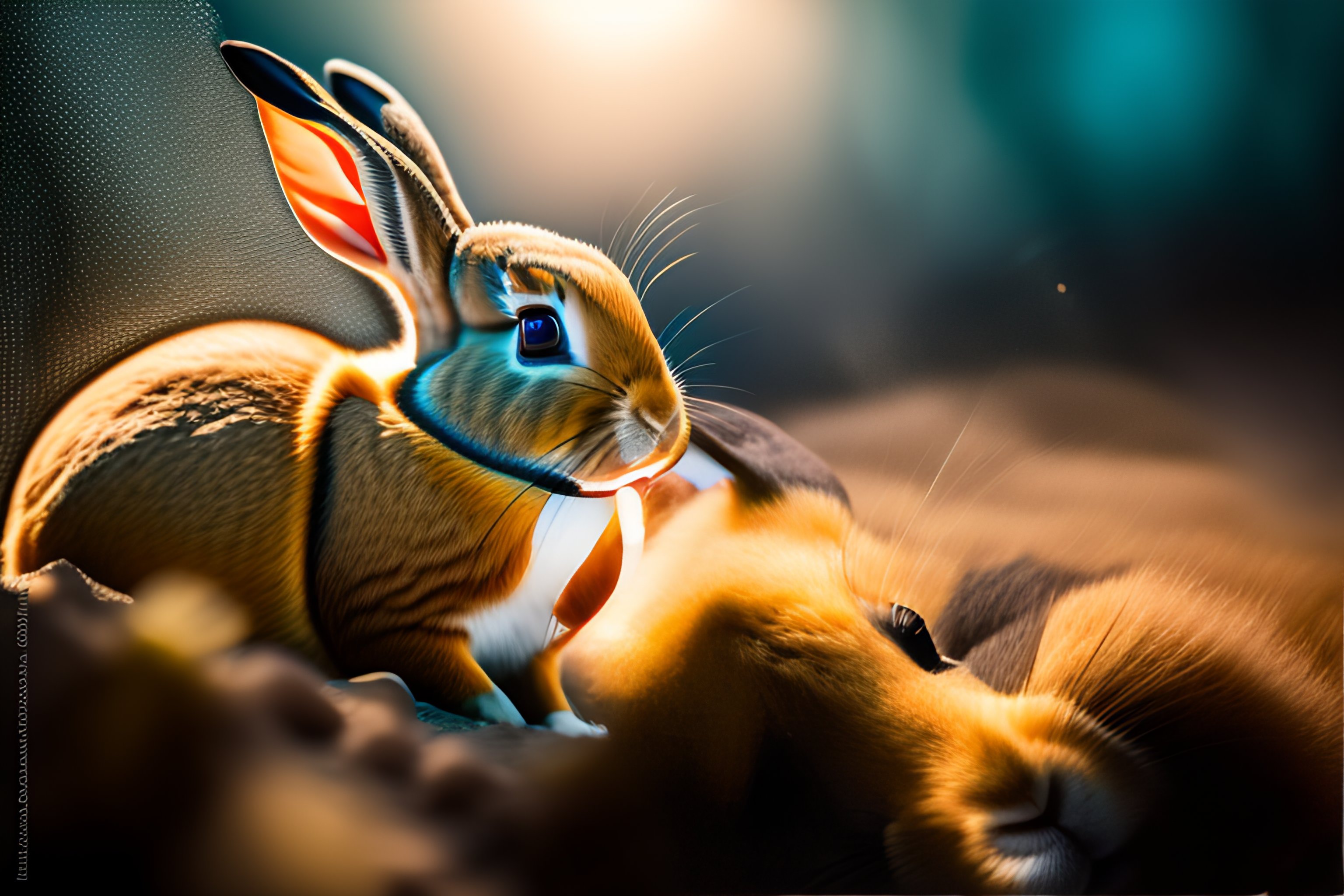 Lexica - (((rabbit diver))) cinematic portrait shot at a low angle with ...