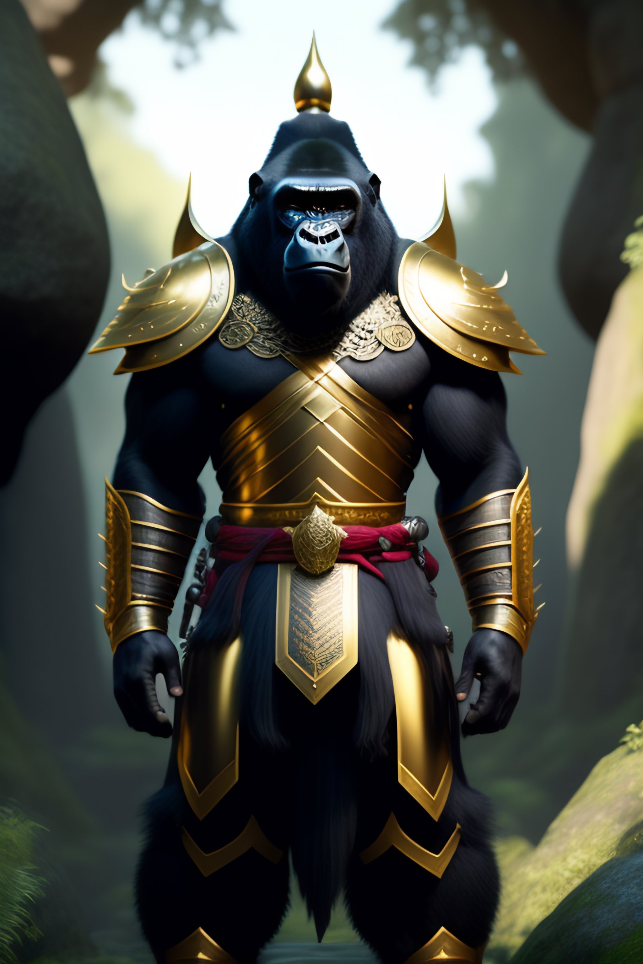 Lexica - A highly detailed matte painting of a Gorilla Samurai in full ...