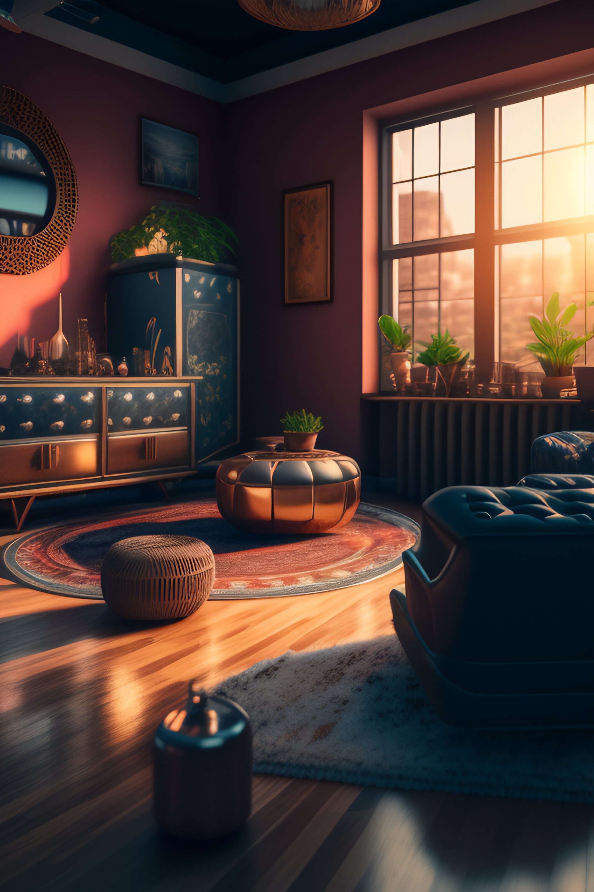 Lexica - Highly detailed interior shot of a messy vintage living room ...