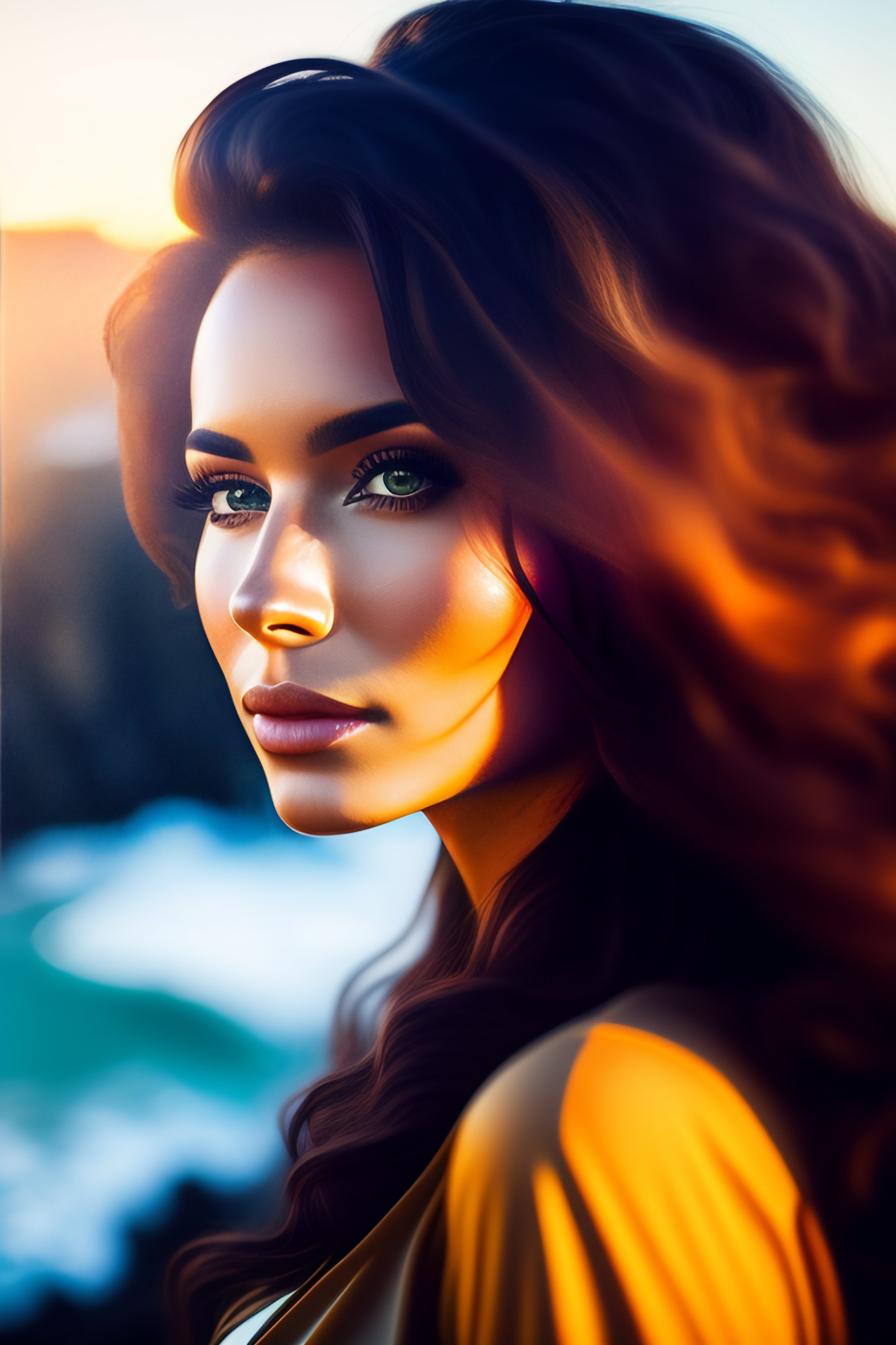 Lexica - Selfie of a beautiful woman with gorgeous flowy hair, standing ...