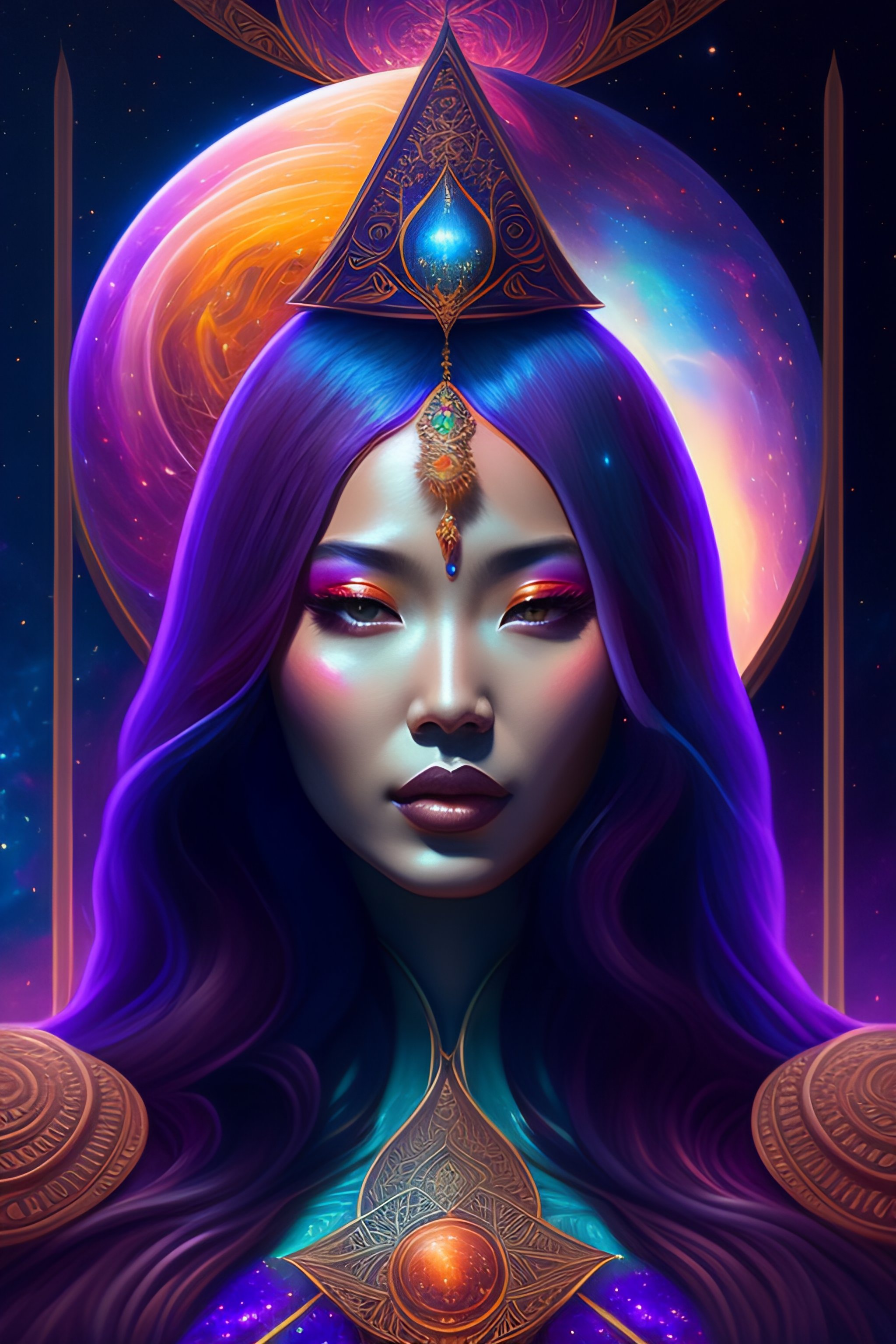 Lexica - Cosmic sorceress, nebulas, galactic, Concept art portrait by ...