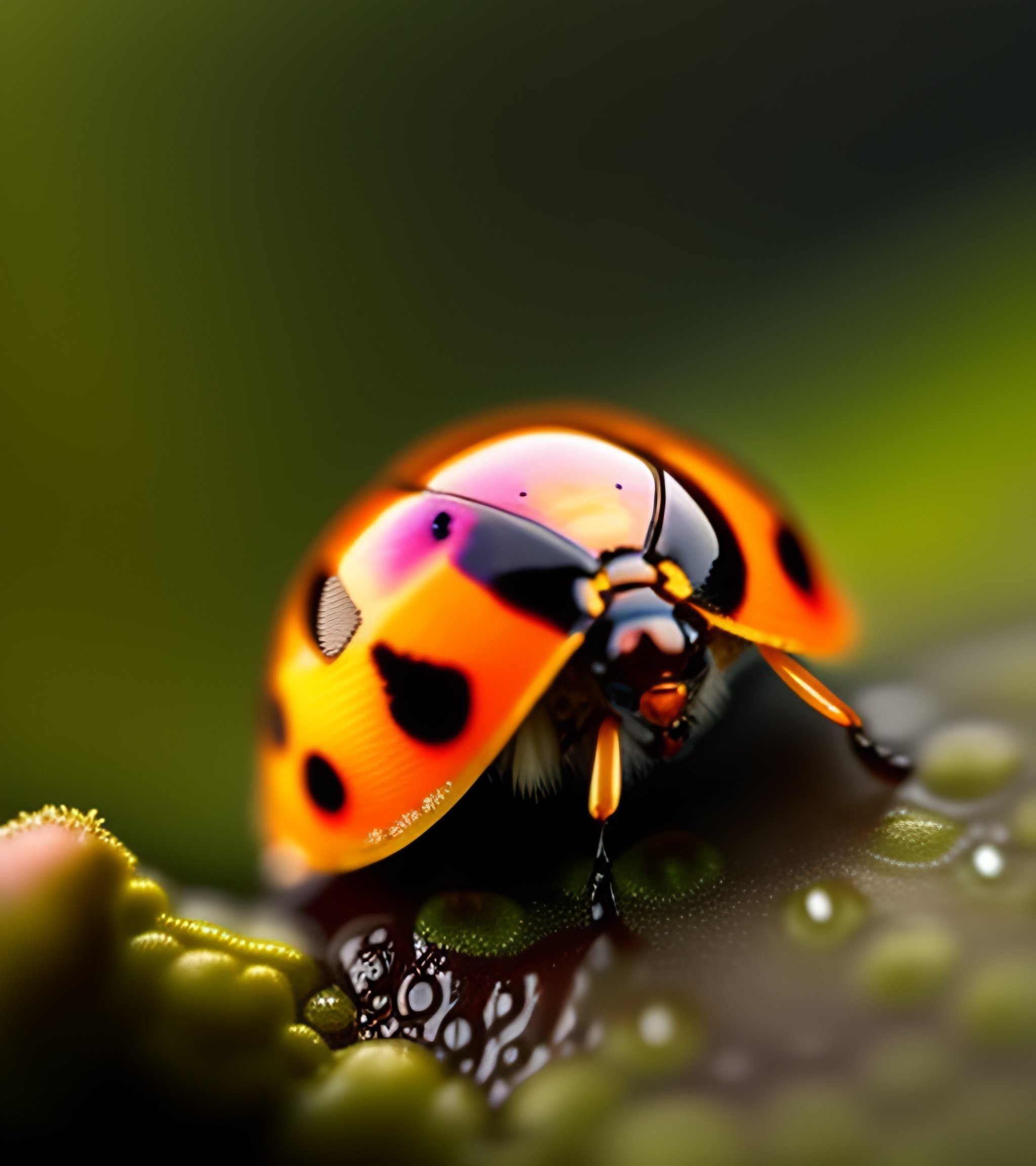 Lexica - Beautiful cute ladybug posing on a wet leave, photography ...