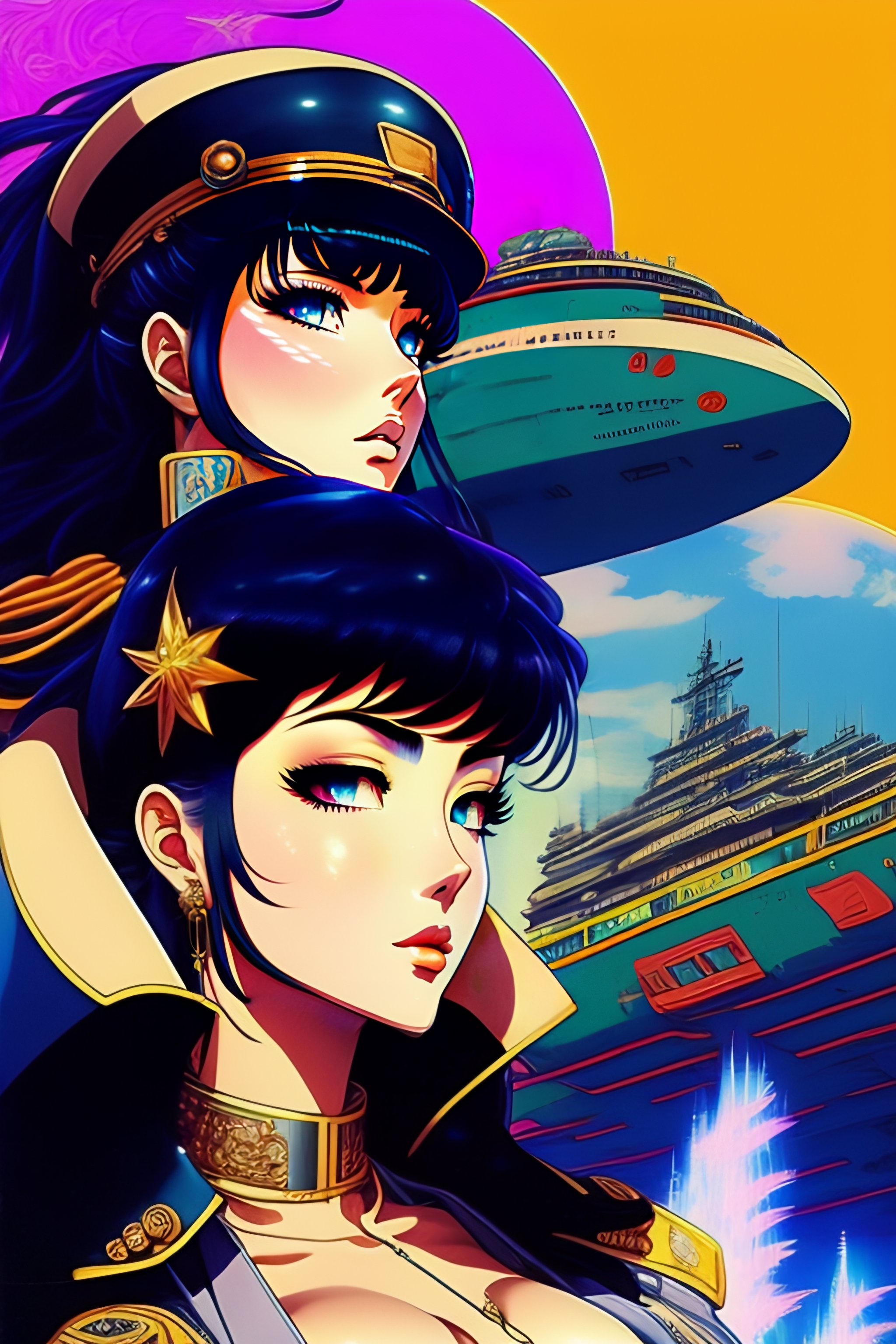 Lexica - Vintage 90's anime style. cluttered starship interior ...